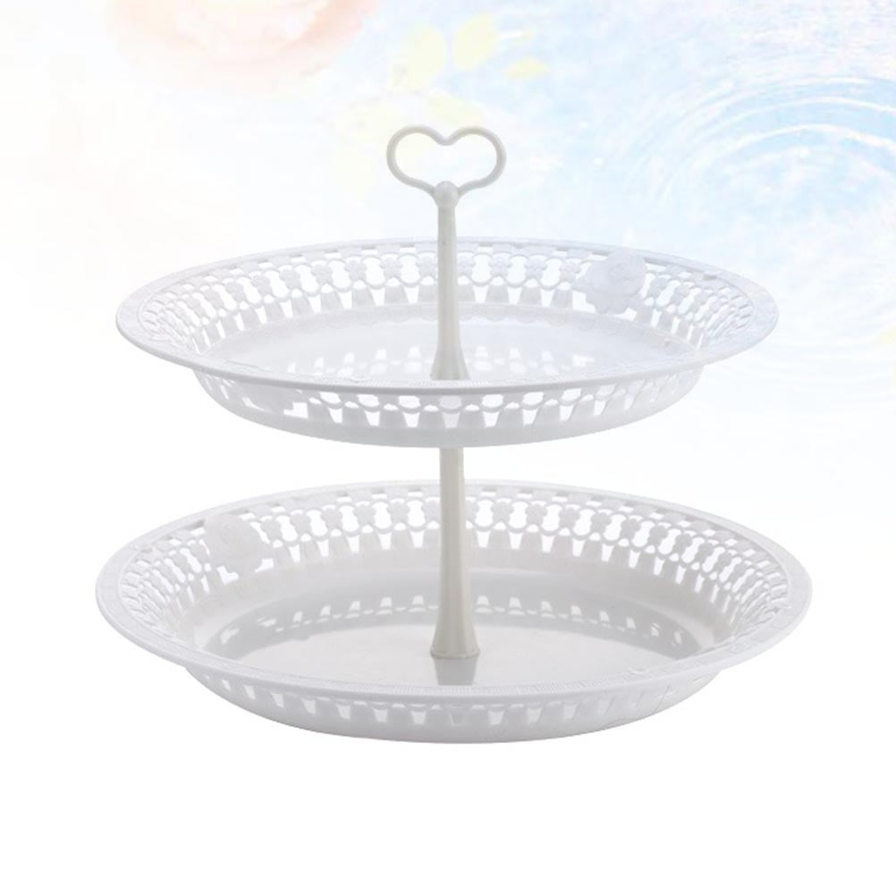 MLINS White Double Layer Cake Stand for Elegant Afternoon Tea and ...