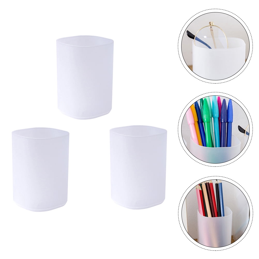 MLINS White Plastic Pen Container for Storage Desk Organizer with ...