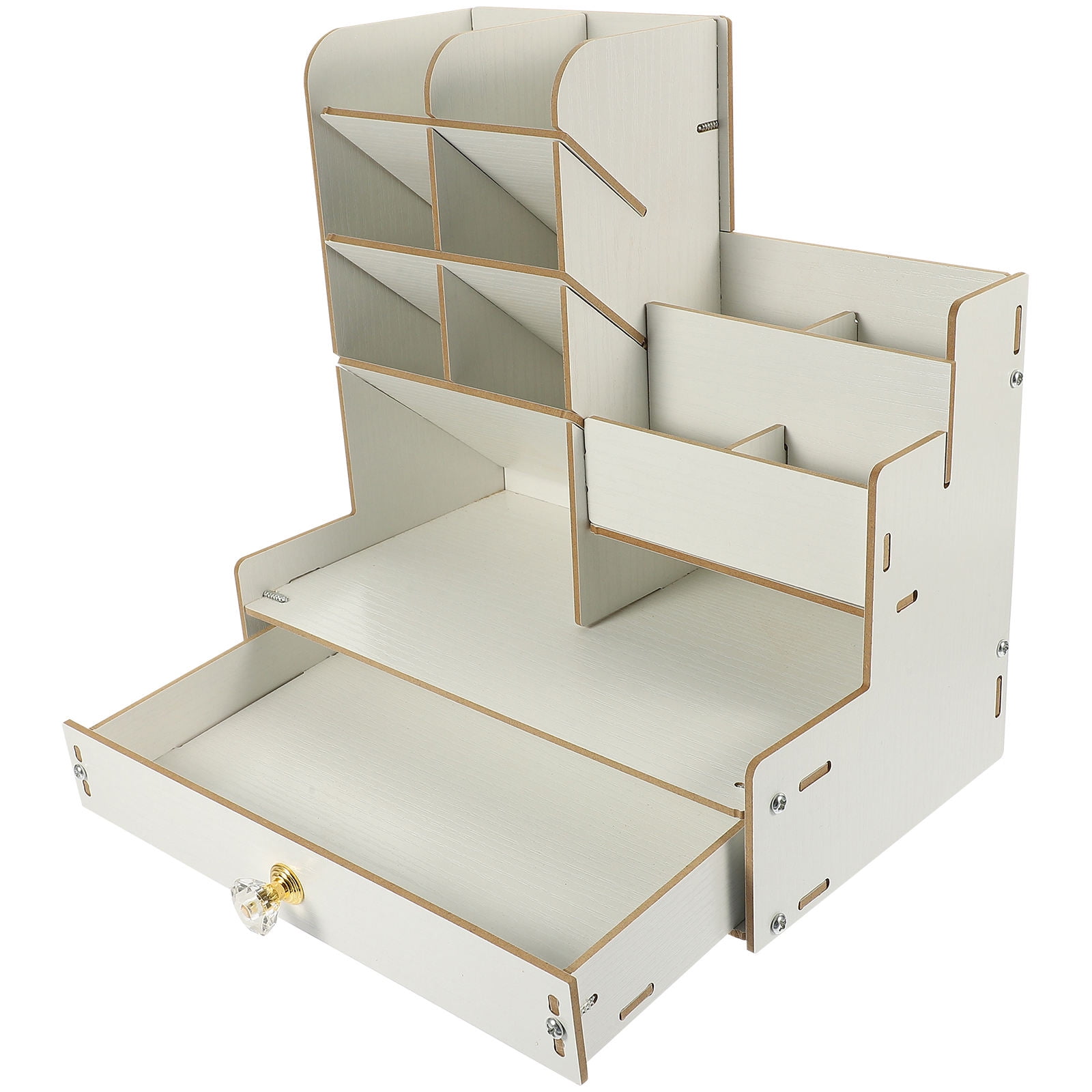 FOMIYES Desk Organizer White 1Pcs 9.9X9.6X5.9In Wooden Space-saving ...