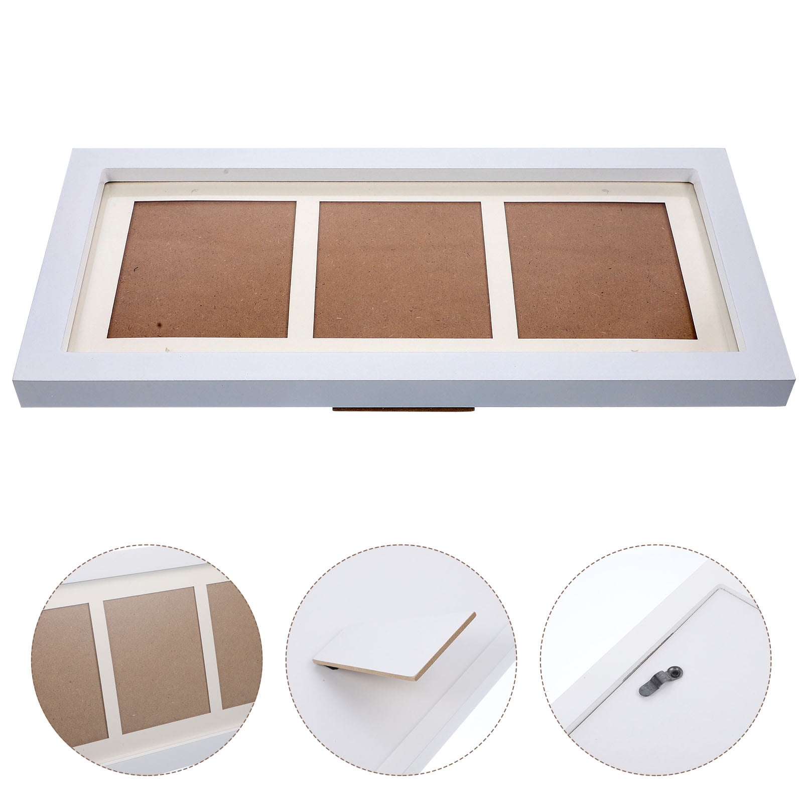 GAXIRE Hallway Photo Frame 1Set White Wood Three-Grid Design Home Use ...