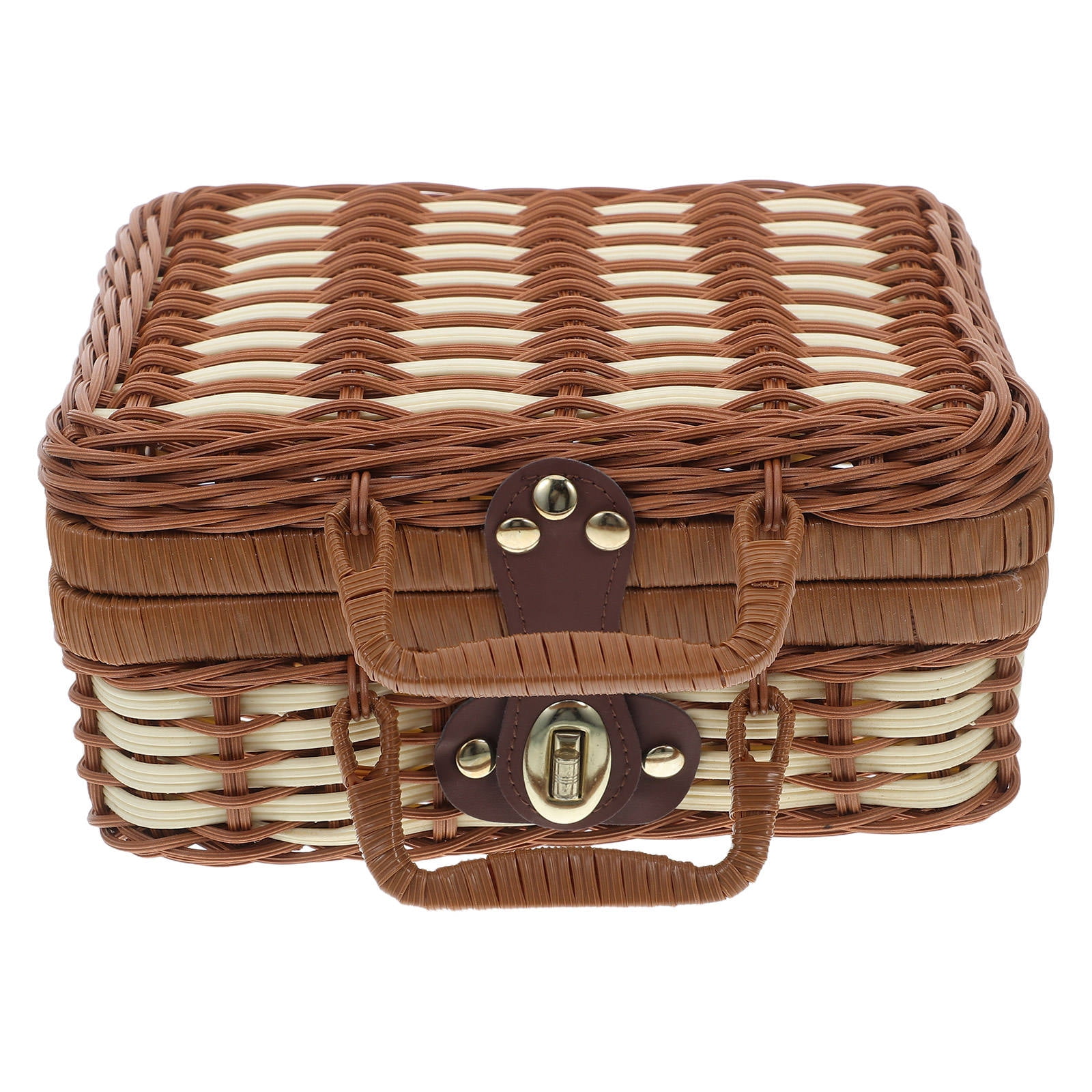 MLINS Wicker Picnic Baskets Decorative Suitcase Prop Vintage Storage ...