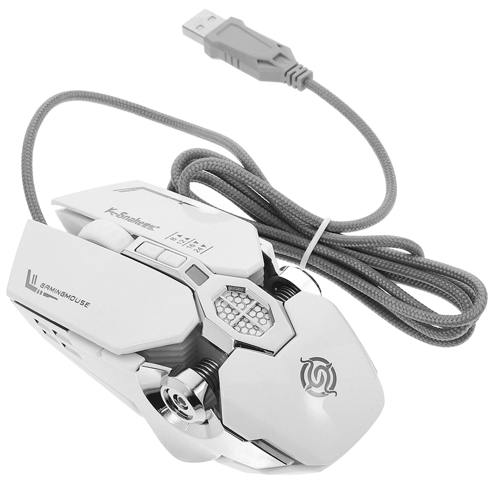 MLINS Wired Computer Mouse with RGB Glare Light for Desk Use Silver ...