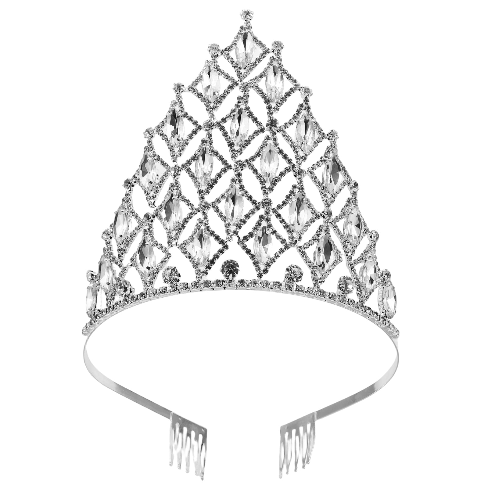 MLINS Women Wedding Crown Rhinestone Tiara Crown Queen Princess Headpiece With Hair Comb For ...