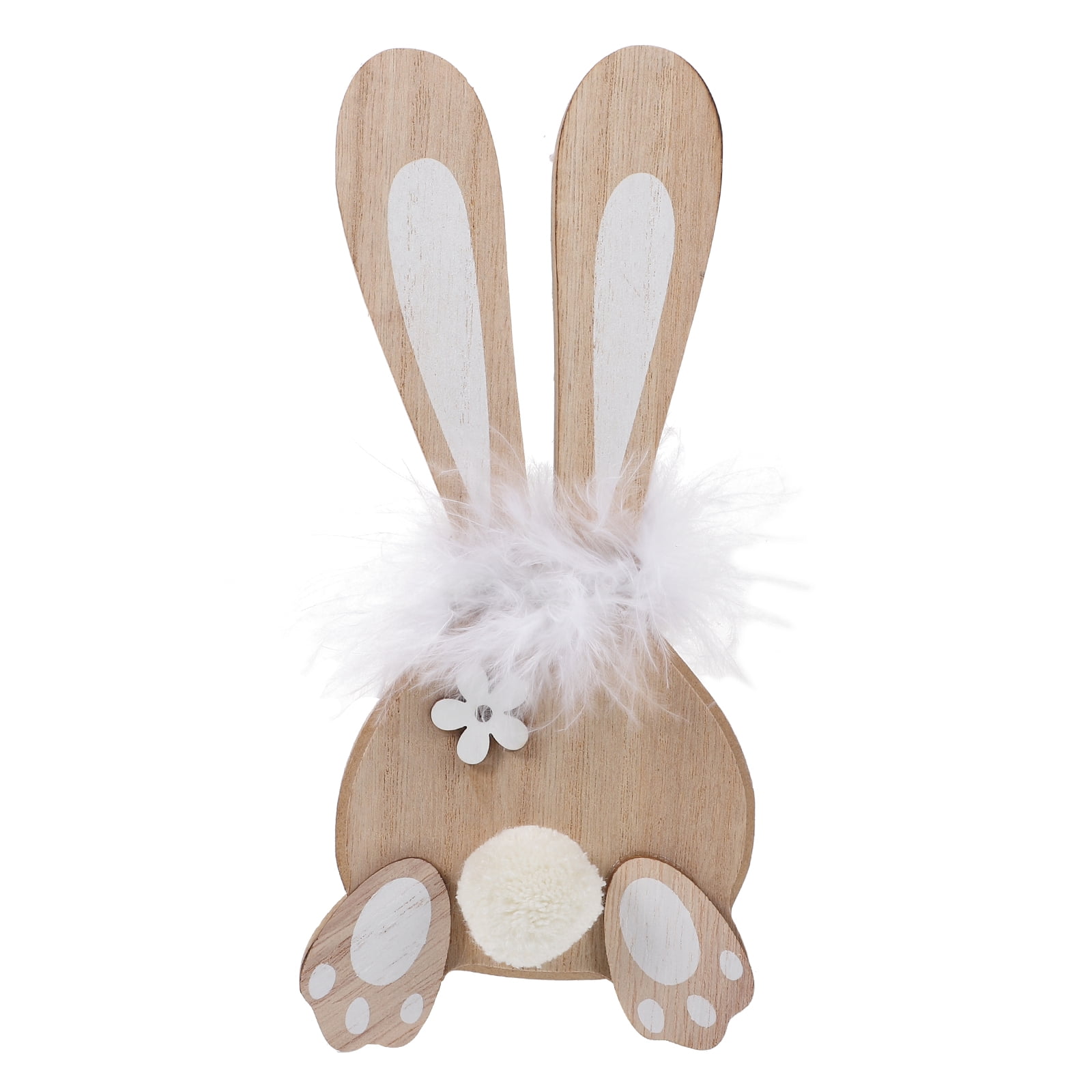 MLINS Wood Easter Bunny Figurine Fake Rabbit Statue Wooden Rabbit ...
