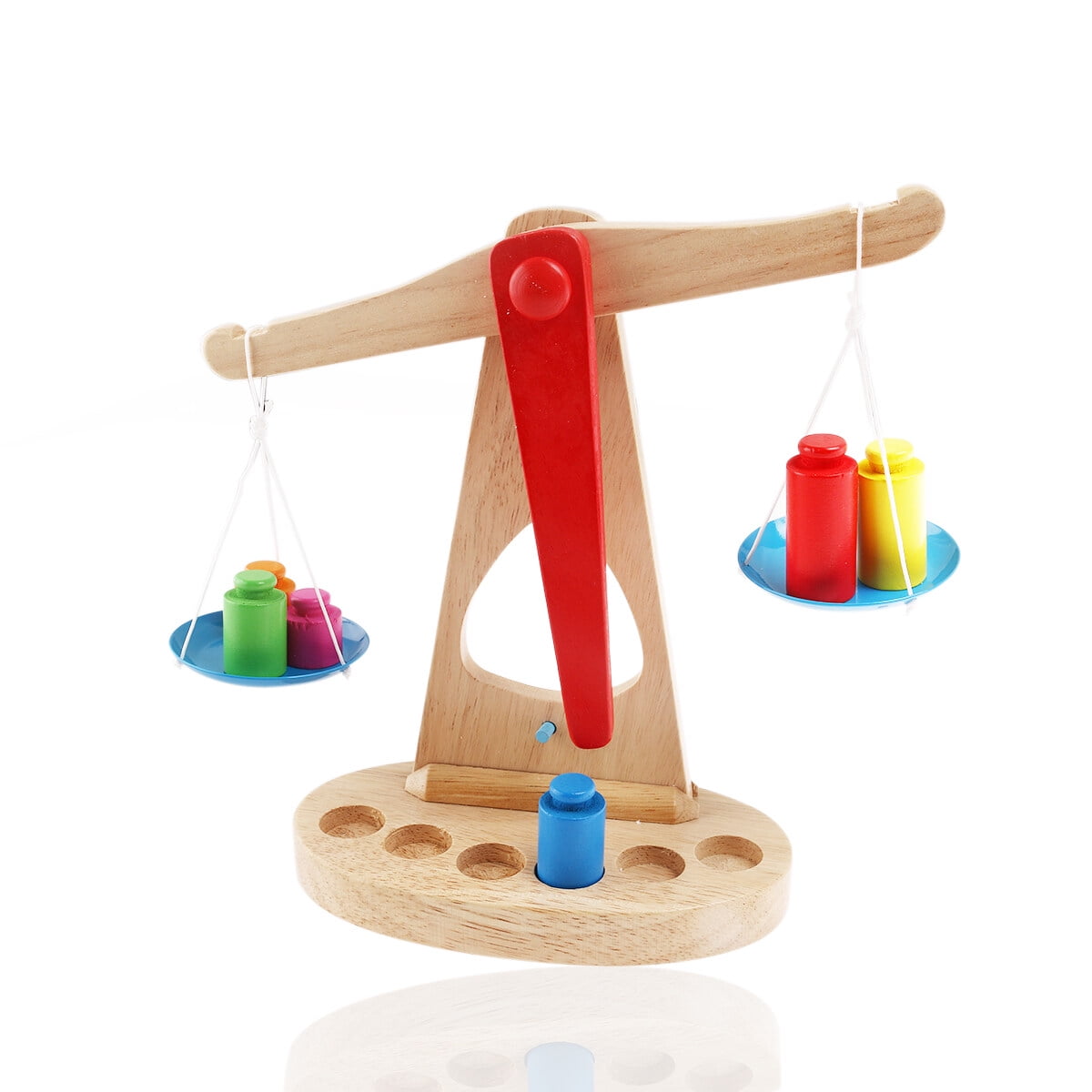 MLINS Wooden Balance Scale Toy with 6 Assorted for Kids Educational Fun ...