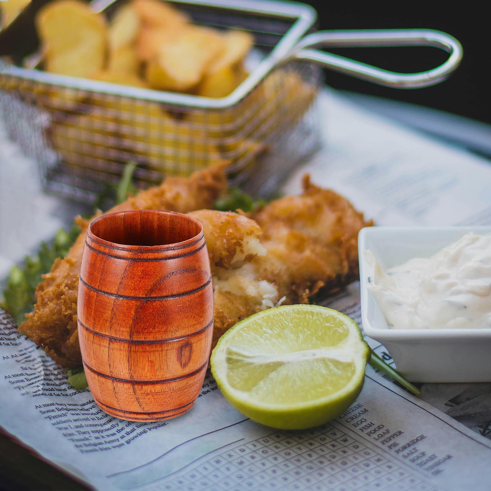 MLINS Wooden Barrel Beer Mug Wood Drinking Mug Natural Wood Cup Wooden ...