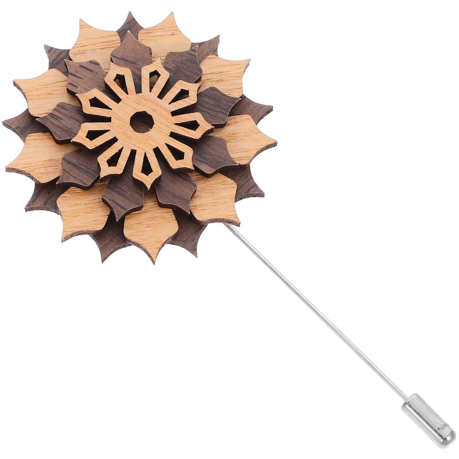 MLINS Wooden Boutonniere Pin for Men Fashionable Lapel Flower Pins Decorative Brooch for Suits ...