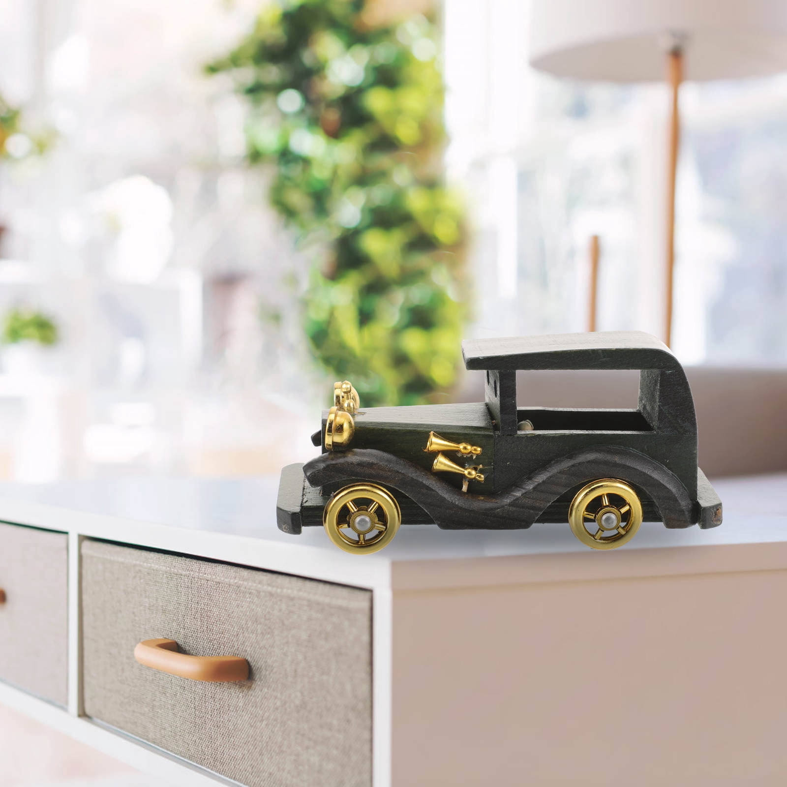 MLINS Wooden Car Model Decor Wooden Vintage Car Ornament Home Desktop ...