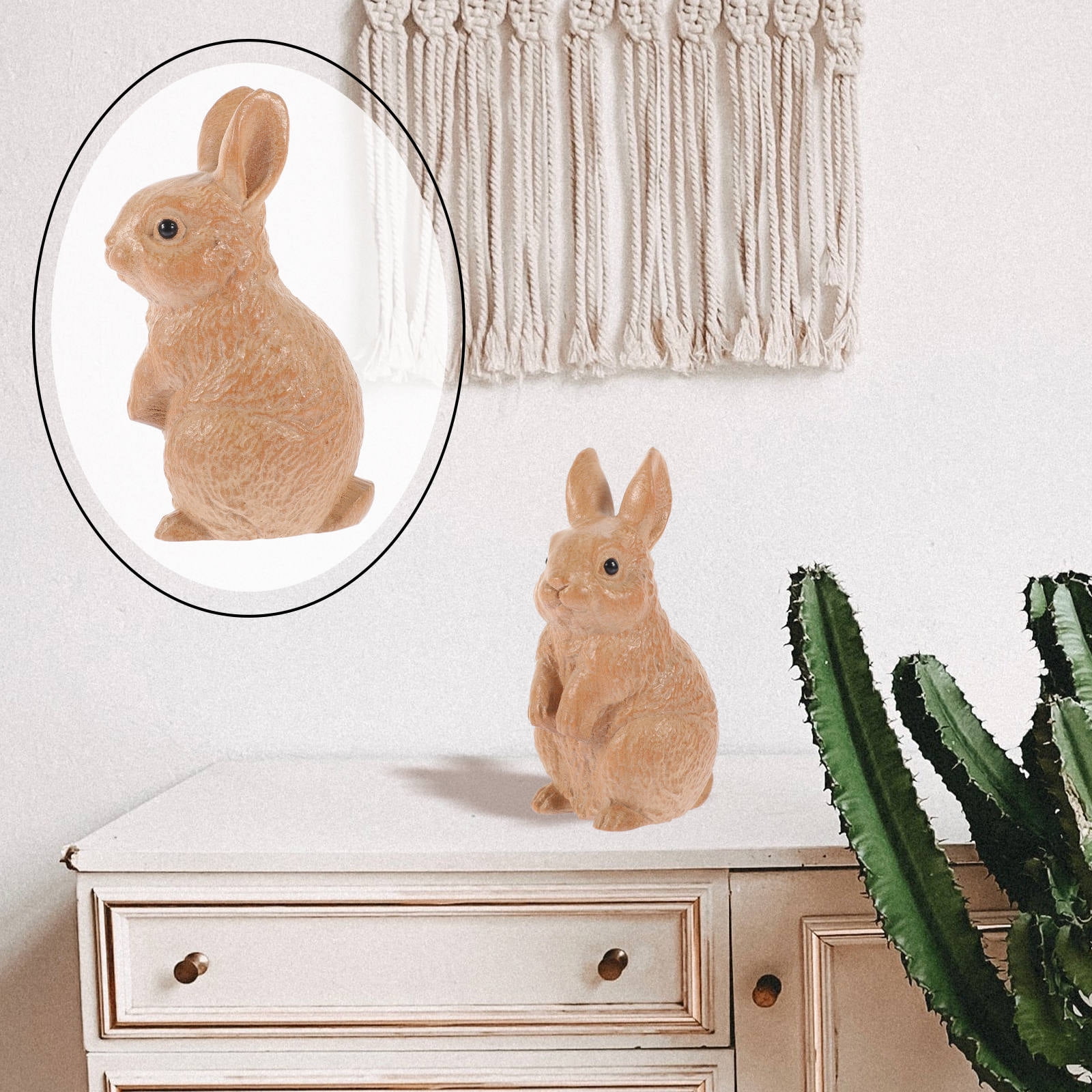 MLINS Wooden Carving Rabbit Easter Wood Bunny Easter Wooden Craft ...