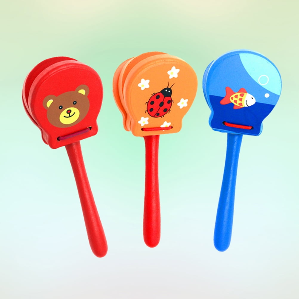 MLINS Wooden Castanets Hand Clappers for Kids Playing Assorted Color ...