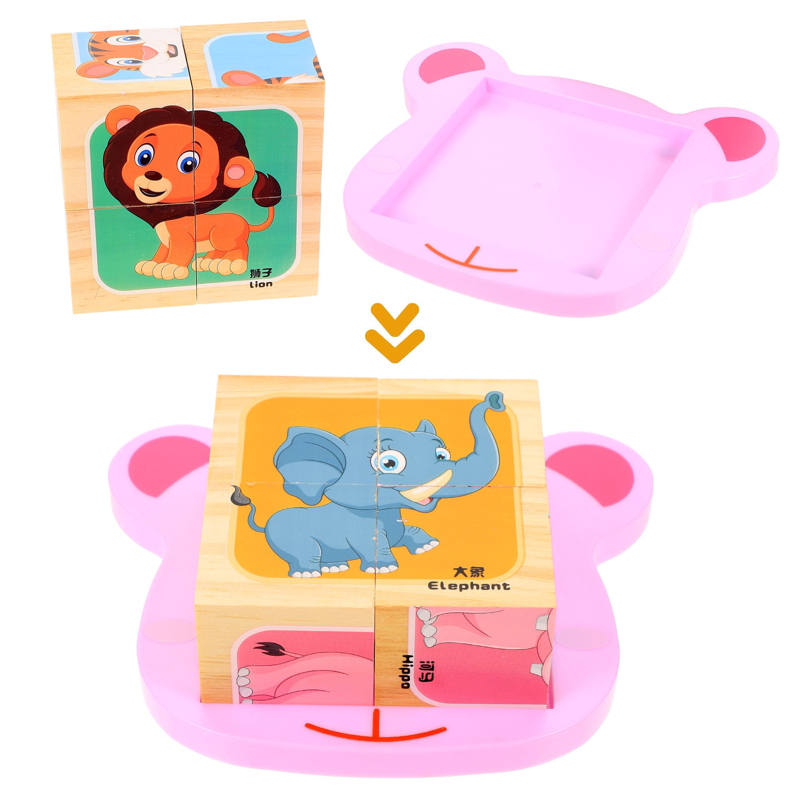 GAXIRE Toy Block Puzzle Wooden Cube Puzzle Game 1 Set 3.5X3.5X1.8In ...