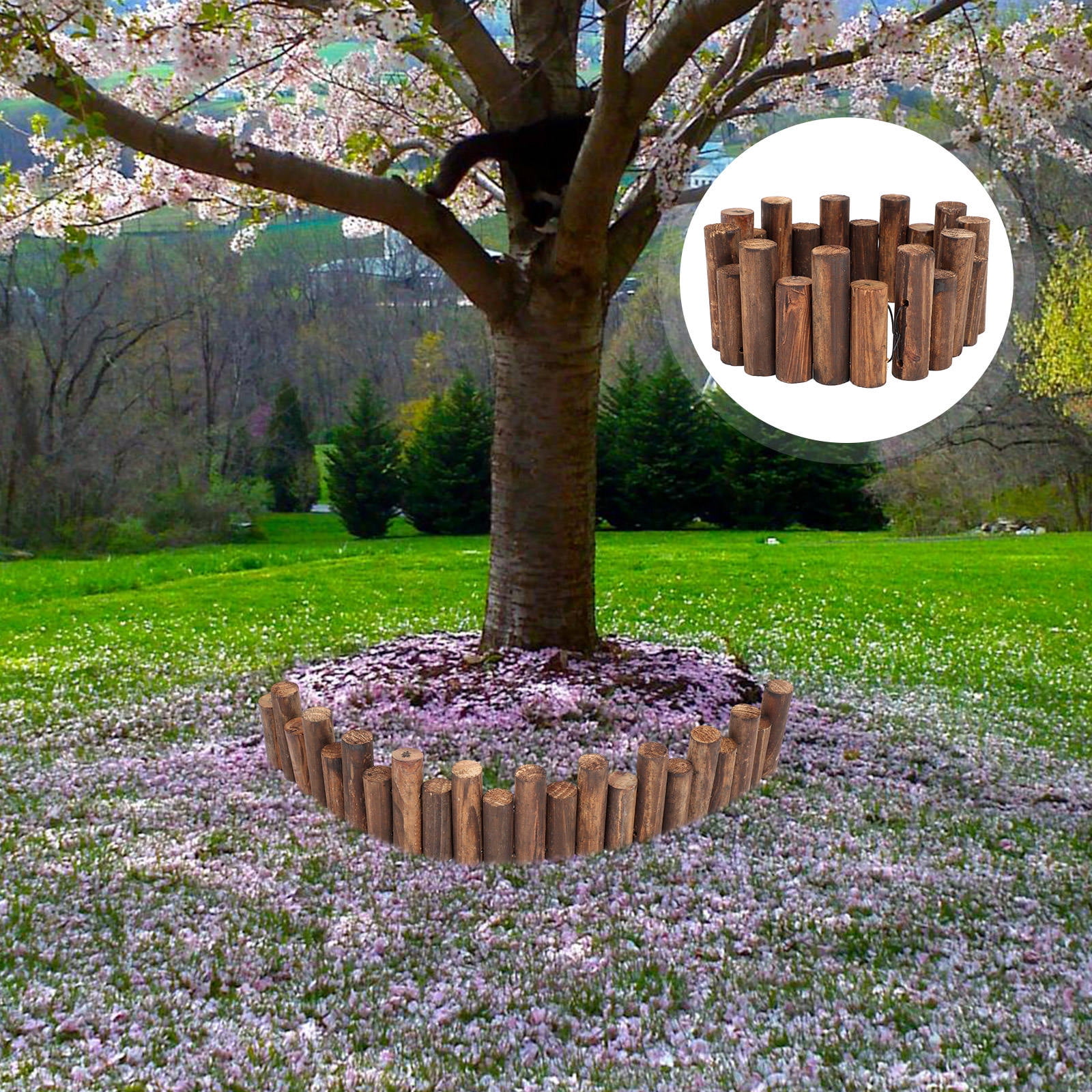 MLINS Wooden Garden Fence, Decorative Wood Garden Edging Border For ...