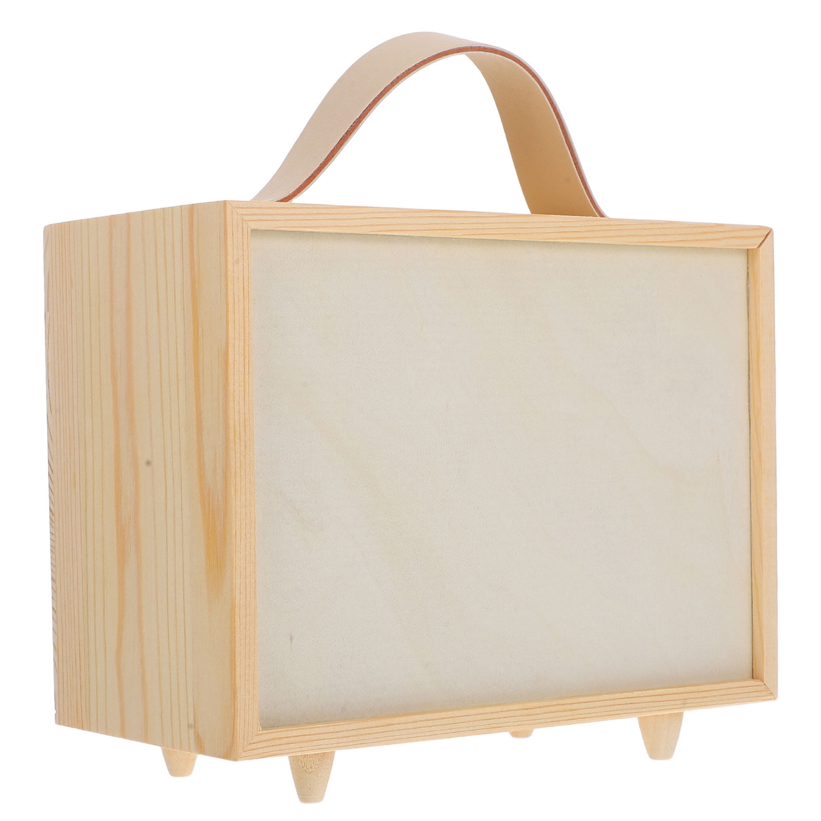 MLINS Wooden Keepsake Box With Handle And Slide Lid Rustic Unfinished ...