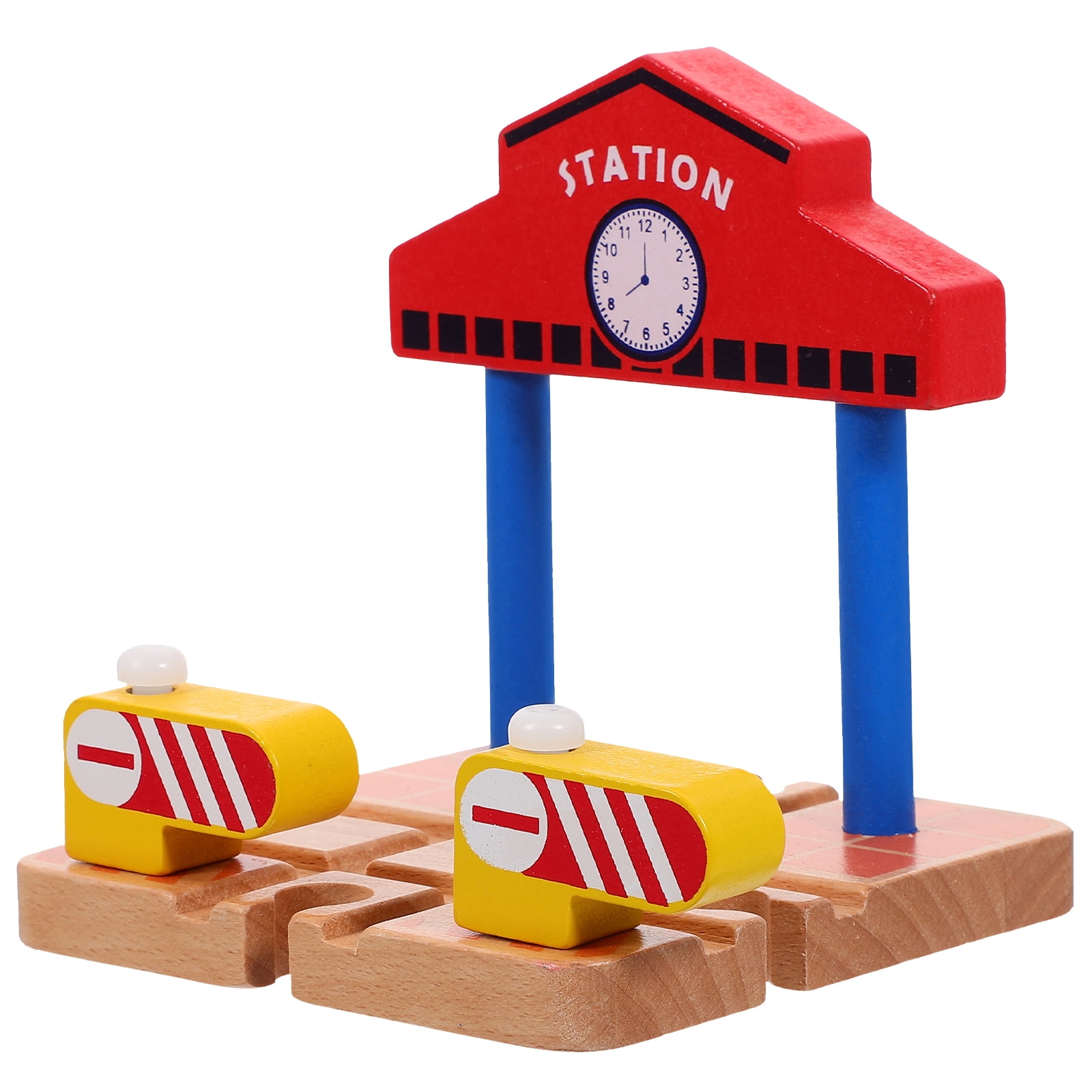 MLINS Wooden Railway Train Accessory Wooden Mini Barrier Station Model ...