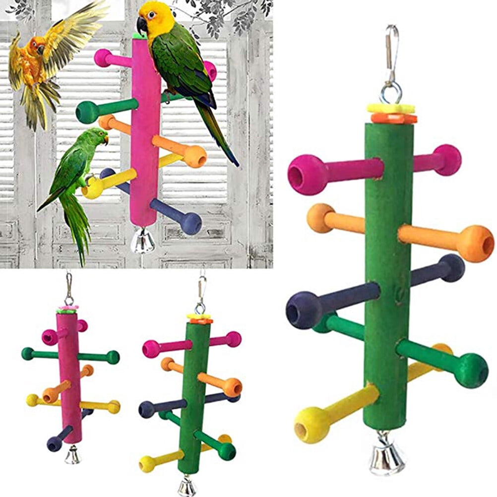 MLINS Wooden Rotating Ladder Stand Toys Cage Climbing Toy Birds Chewing ...