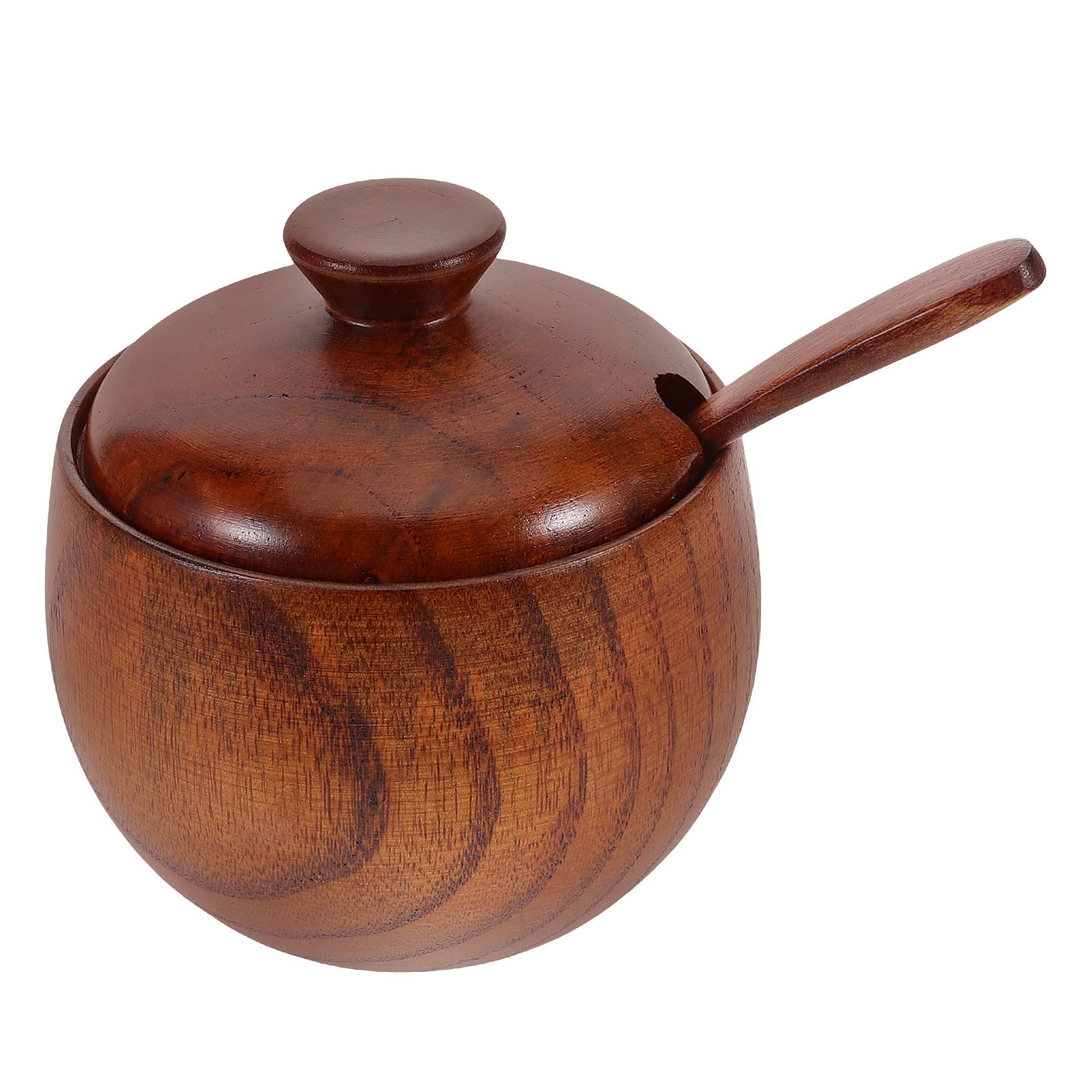 MLINS Wooden Salt Jar Sugar Container with Lid and Spoon Spice Pot ...