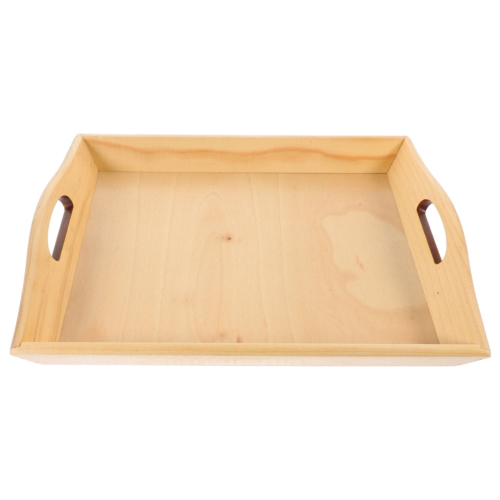 FOMIYES Food Tray Rectangular Khaki Wood 1Pack 12.6X10.2X1.2In ...