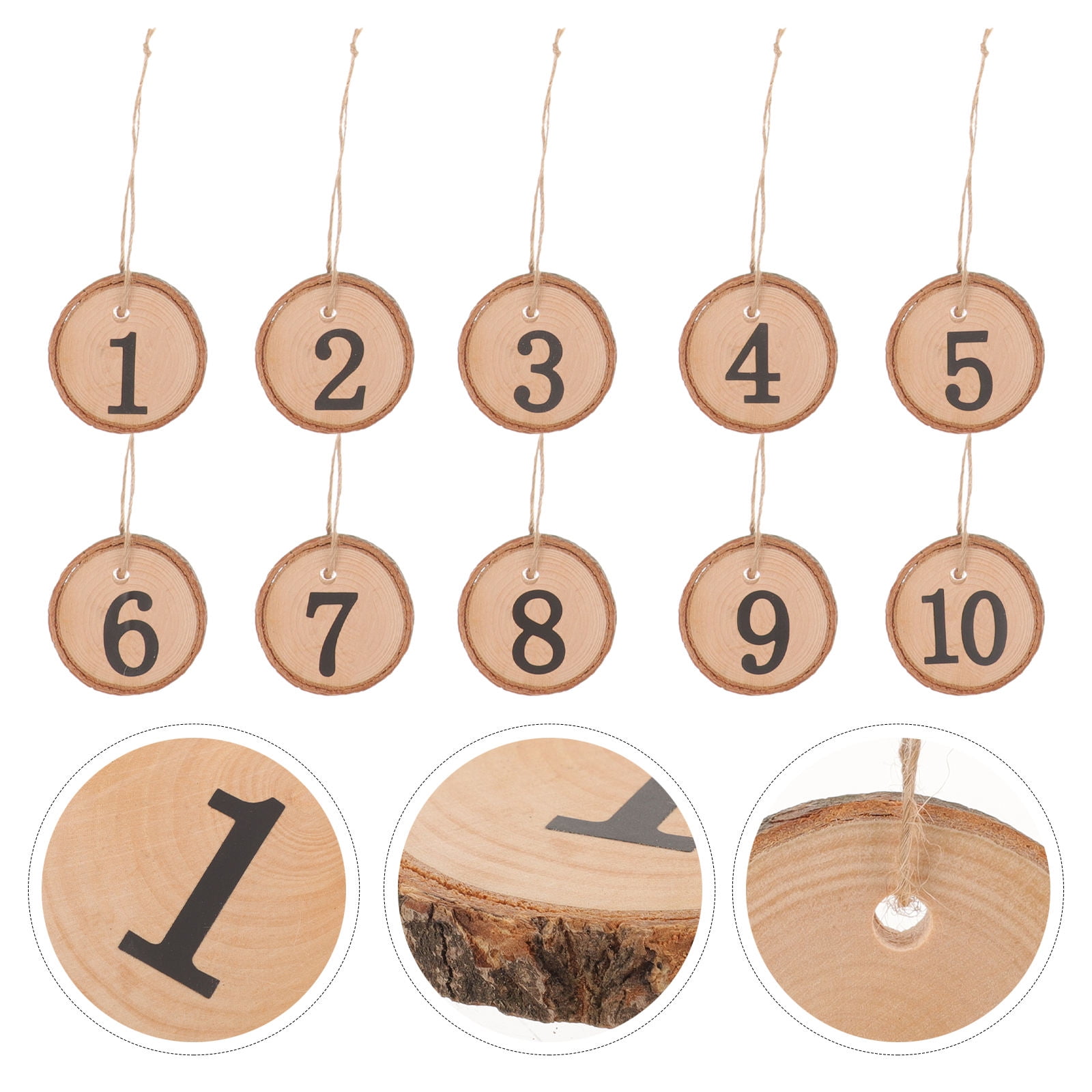 MLINS Wooden Slice Table Numbers for Wedding Decoration Light Brown ...