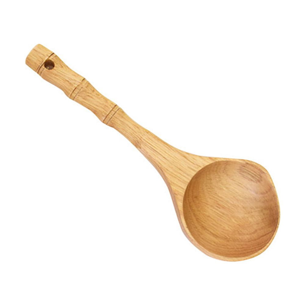 MLINS Wooden Soup Ladle Bamboo Joints Design Handle Porridge Spoon ...