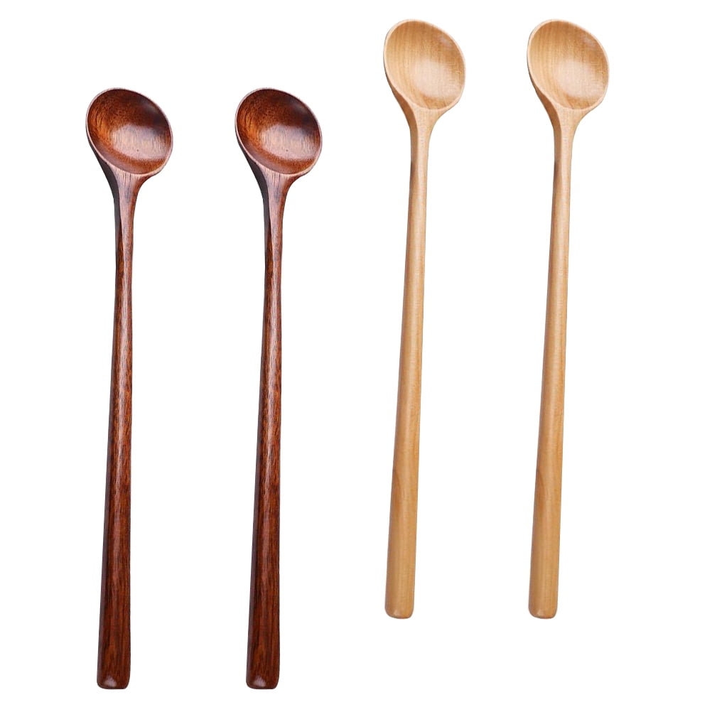 GAXIRE Wood Spoons Assorted Color Kitchen Utensils 4Pcs 10.8X2X0.4In ...
