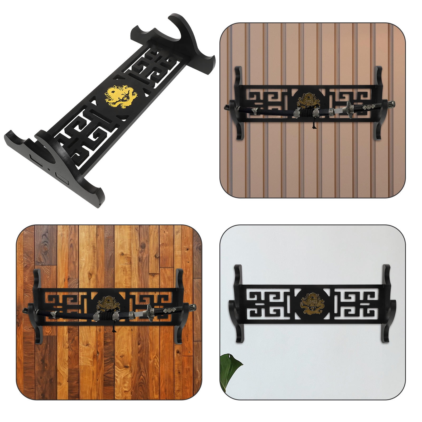 MLINS Wooden Sword Rack Sword Stand Vertical Sword Stand Wall Mount ...