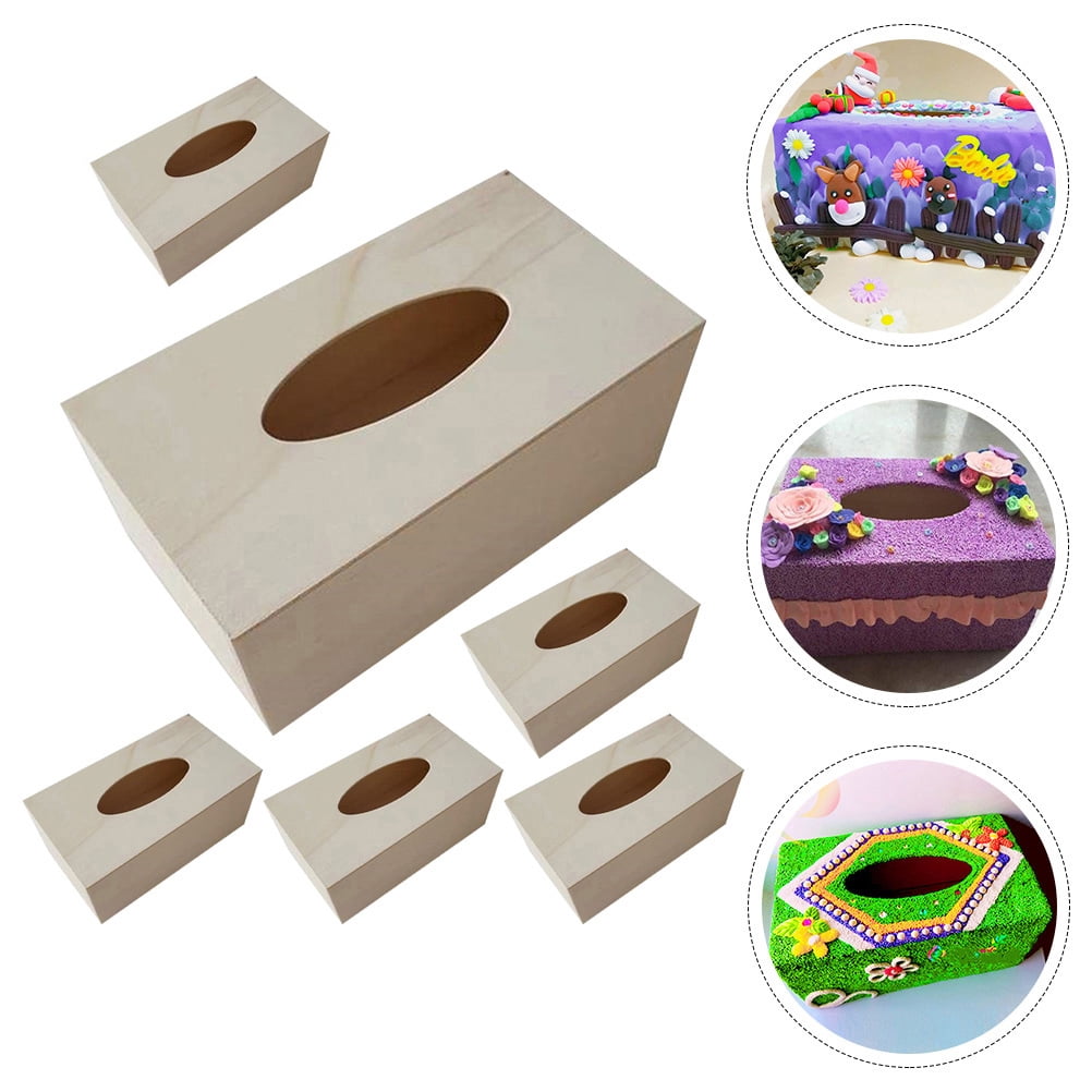 MLINS Wooden Tissue Box Cover for Storage Khaki Blank Crafting Material ...