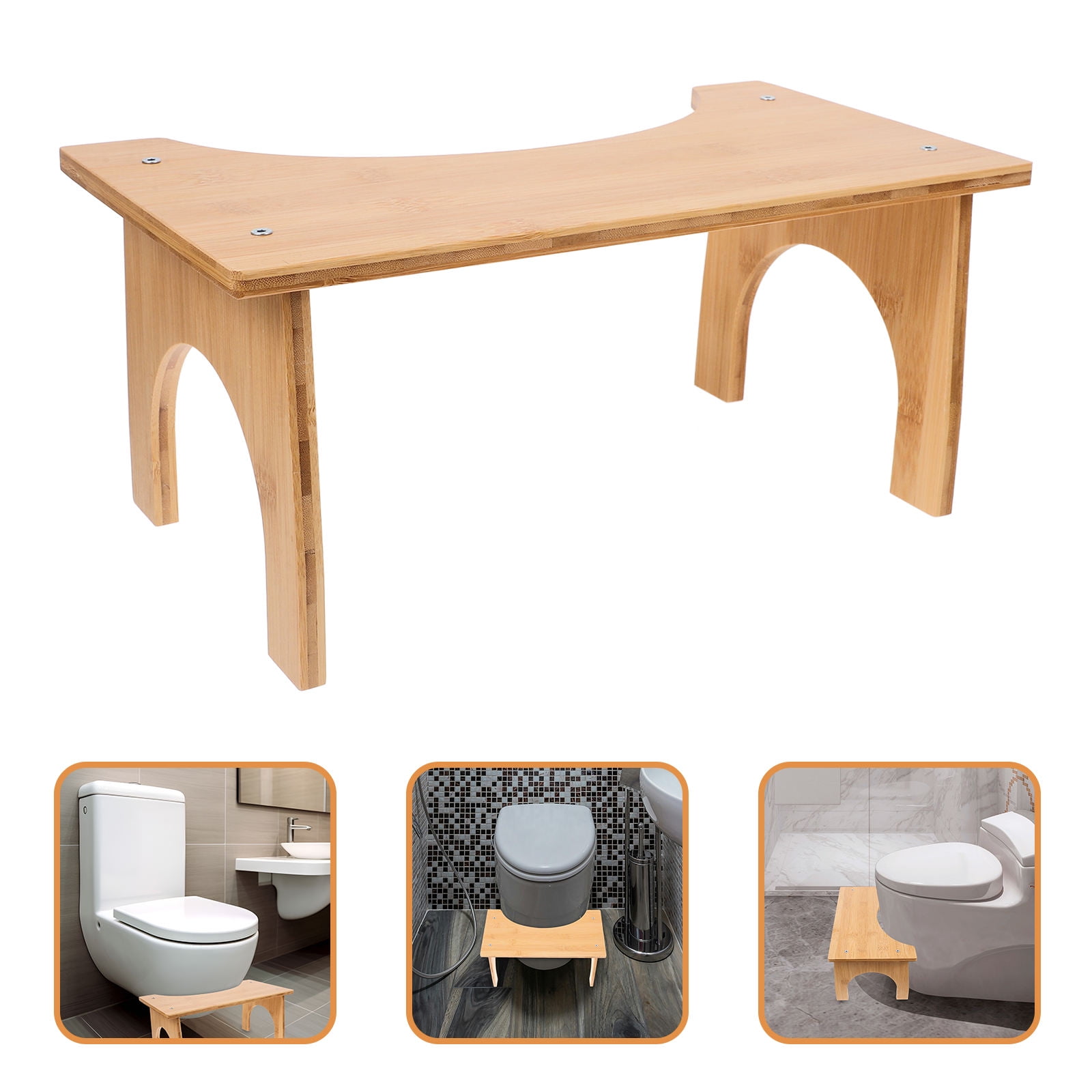 MLINS Wooden Toilet Squat Step Stool for Pooping Non Slip Wood Poop ...