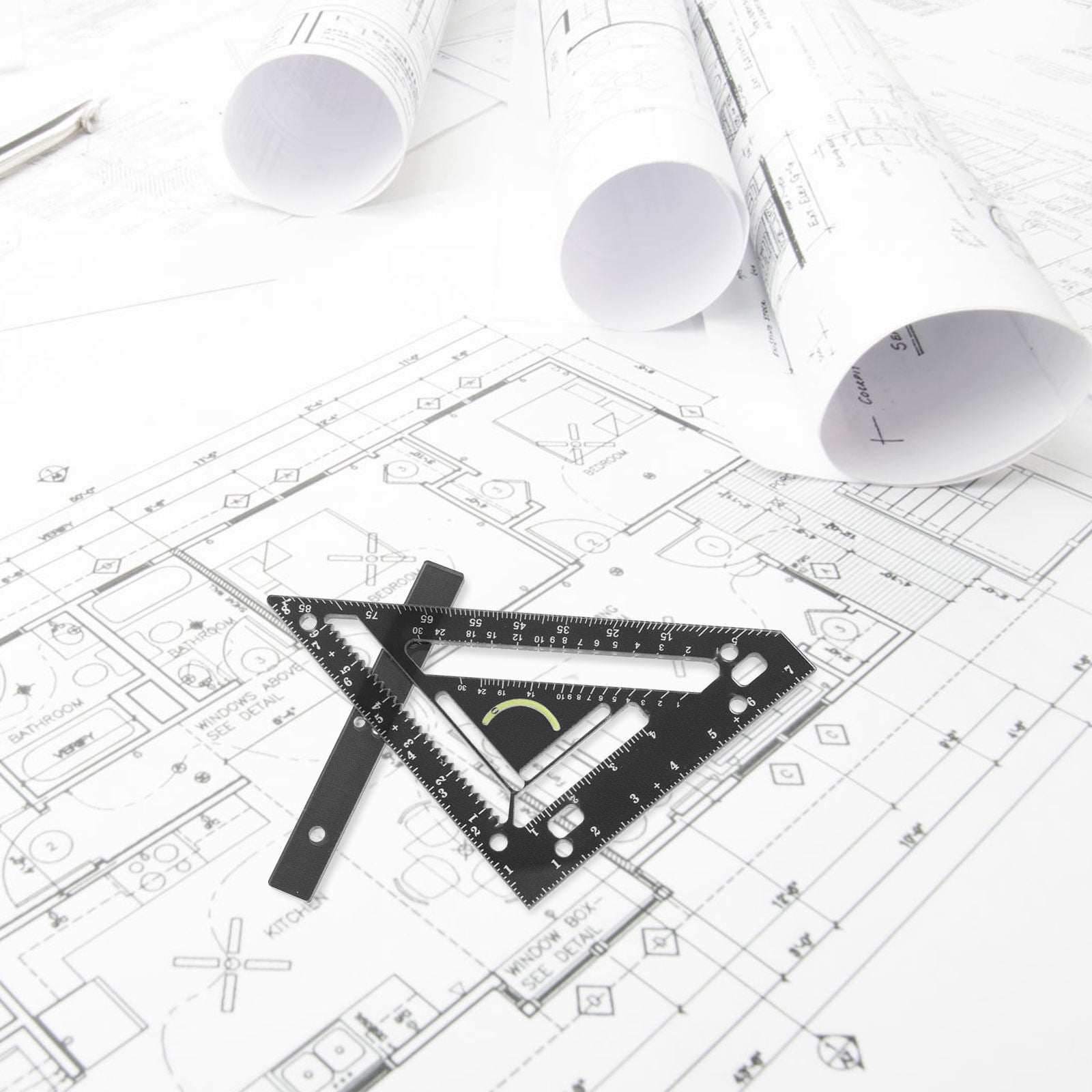 MLINS Woodworking Tools Ruler Protractor Square Construction Black ...