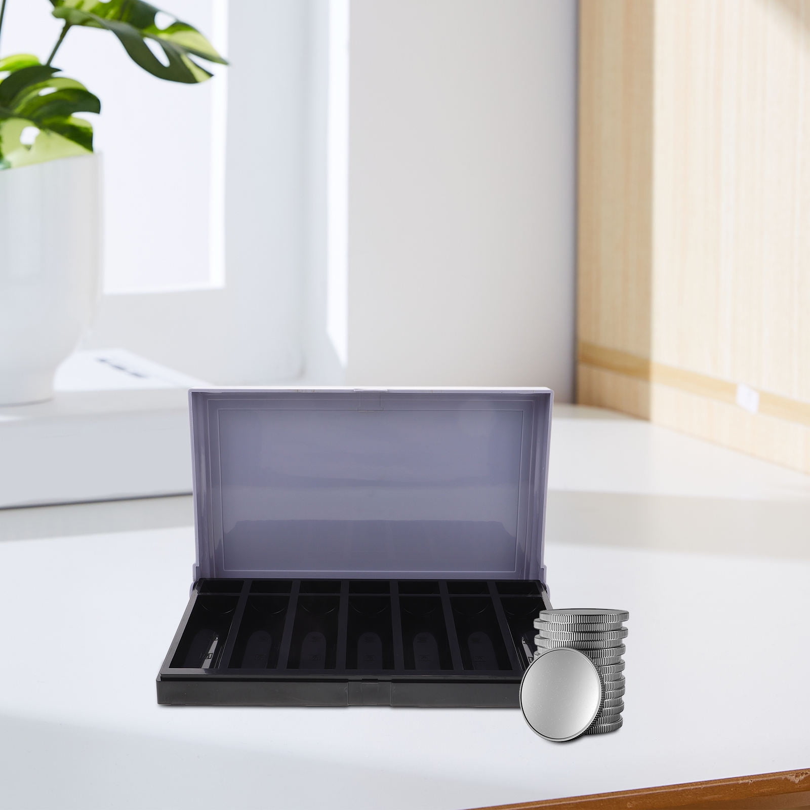 MLINS Yen Coin Organizer Money Dispenser Holes Storage Coins with Grey ...