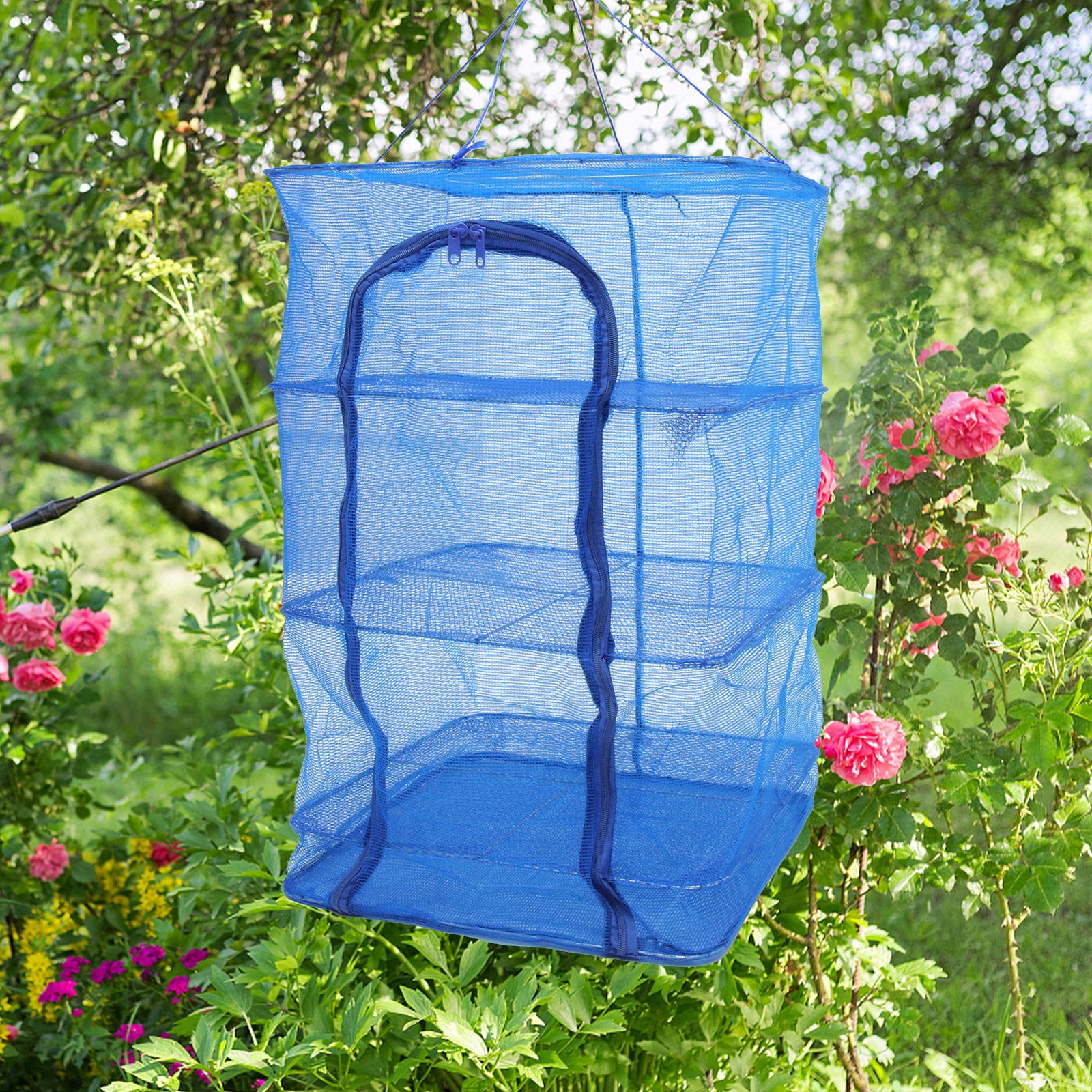 MLINS on Food Fish Cage Network Hanging Mesh Dryer 66X40X40cm Blue ...