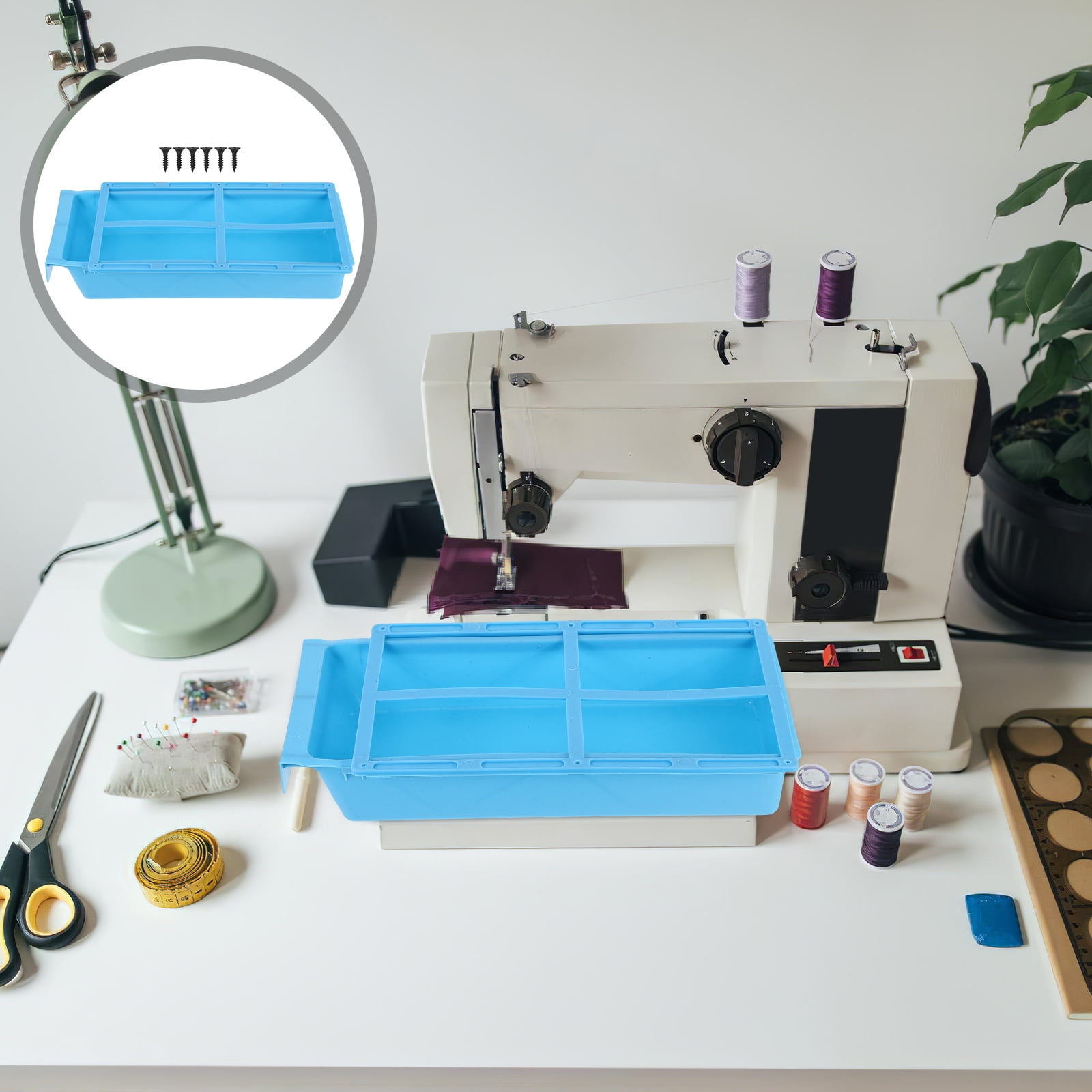 MLINS under Table Storage Box Boxes Office Desk Sewing Machine Blue ...