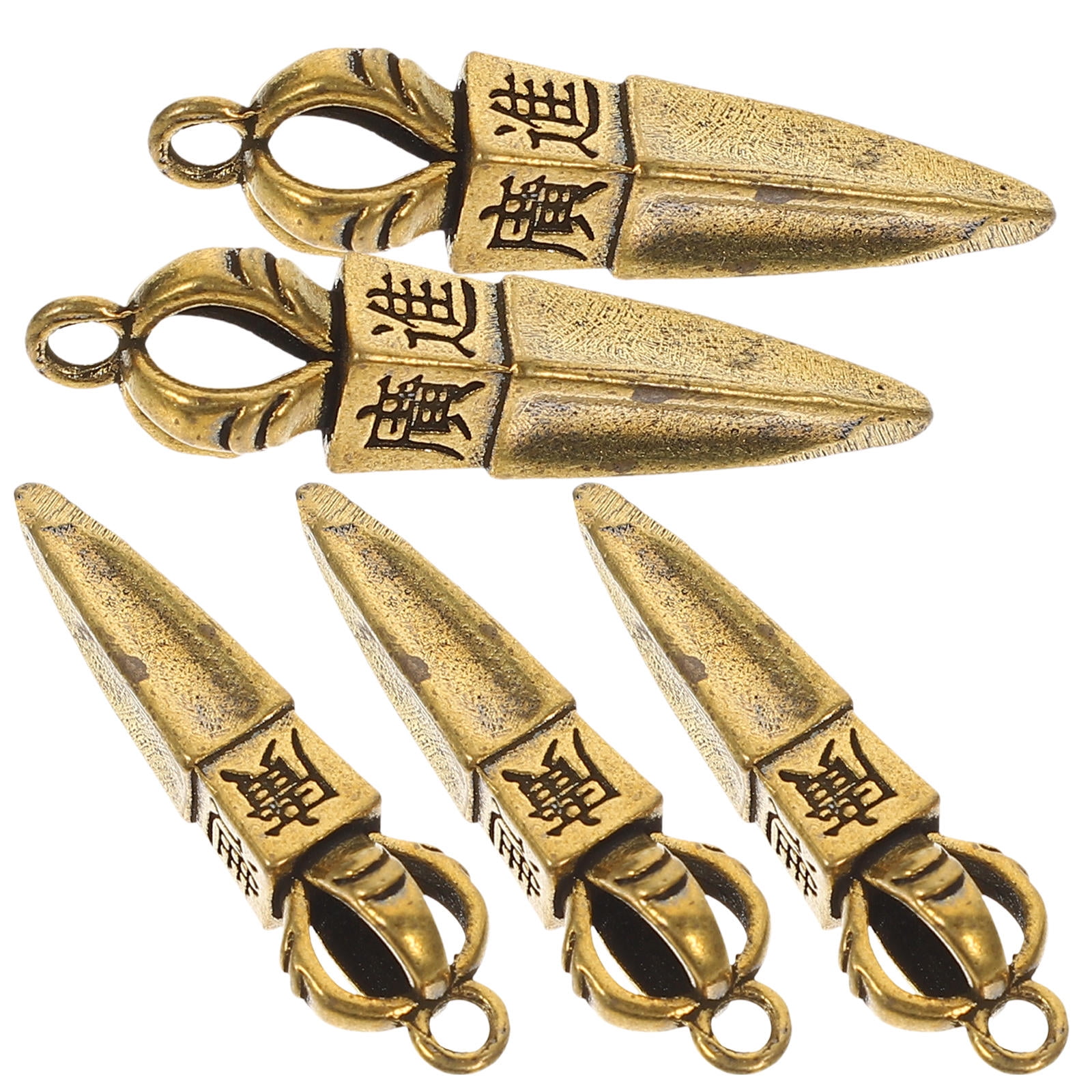 MLINS vajra Pendant for Decoration Golden Brass Crafts with Fine Details and Retro Style 5Pcs ...