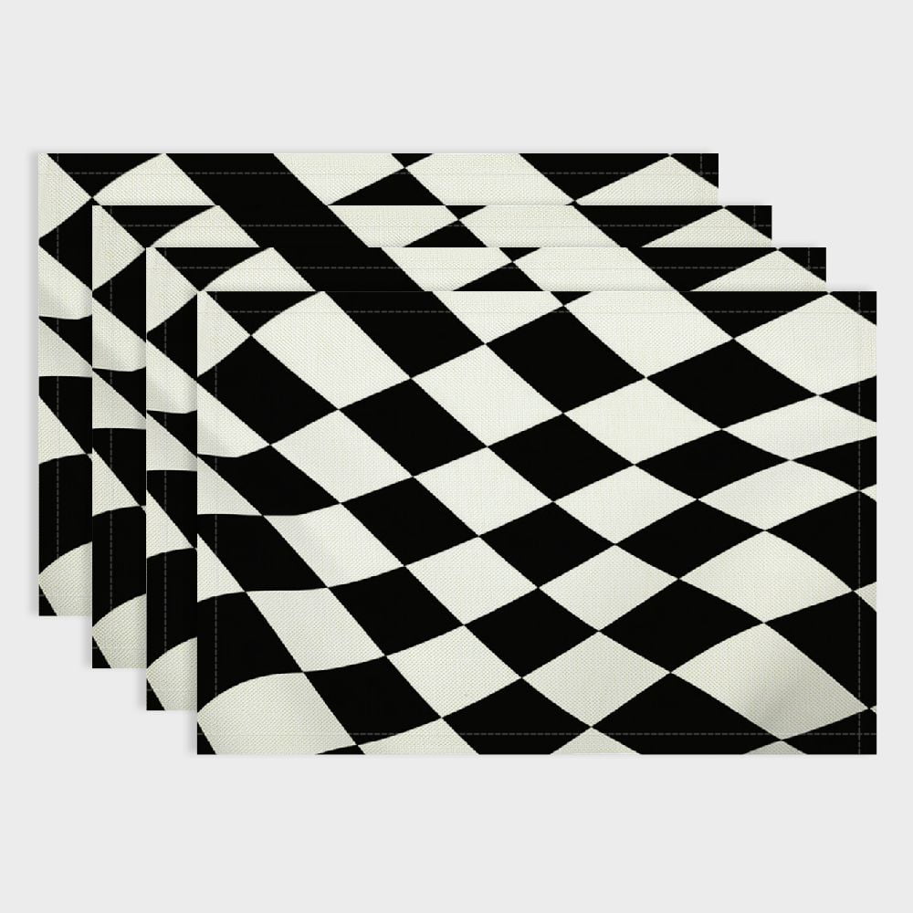 MLJA 4pcs Black and White Checkered Retro Vintage 60s 70s Checkerboard ...