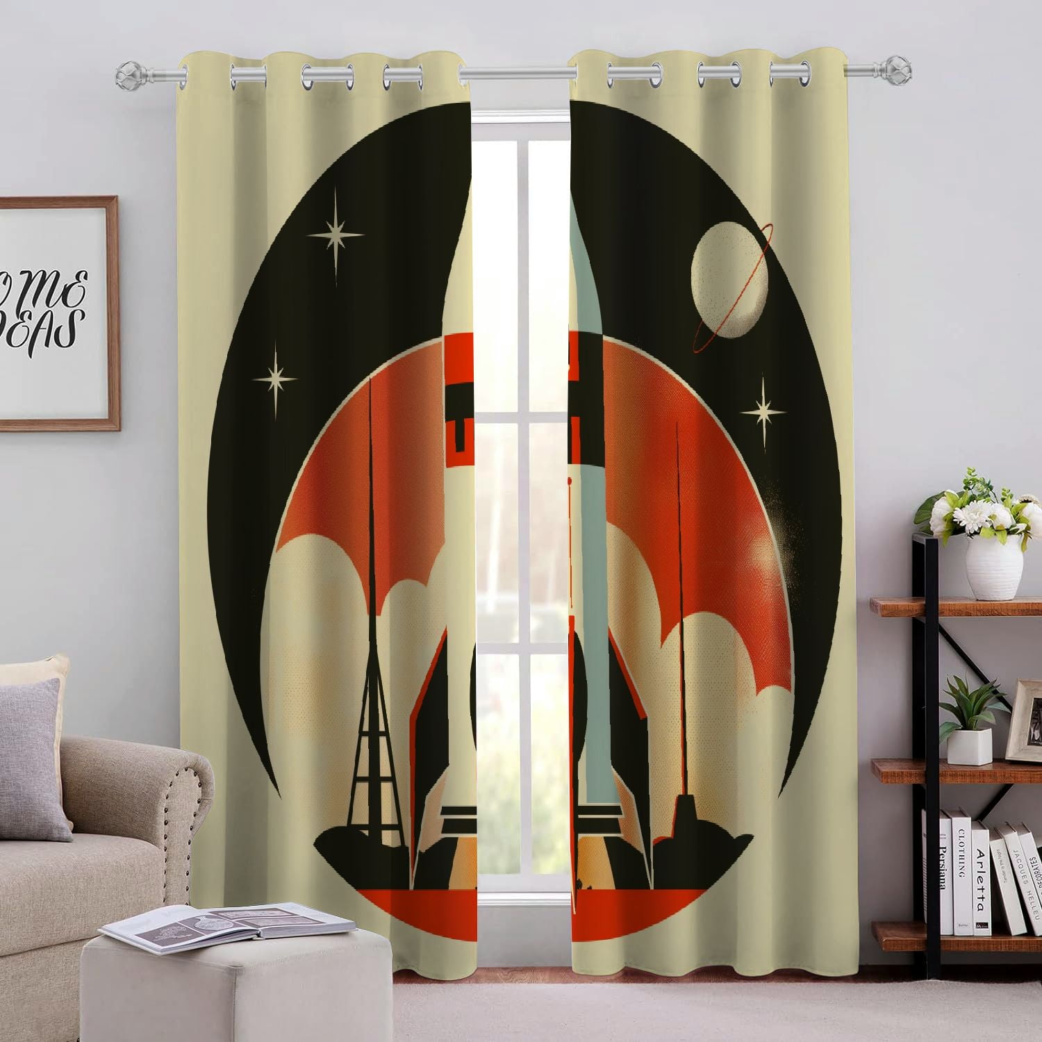 MLJA Atomic Age Mid Century Modern Starburst Perforated Light Blocking ...