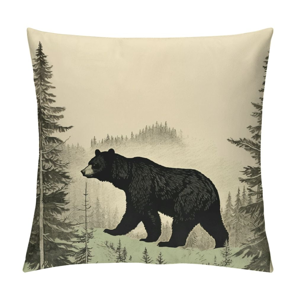 MLJA Set of Vintage Bear Throw Pillow Covers,Cabin Deer Hunting Cushion ...