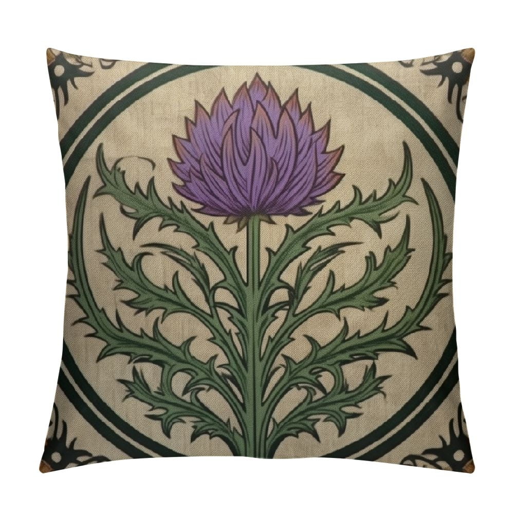MLJA Throw Pillows Cover Green Curl Scottish Flower Round Leaf Nature ...
