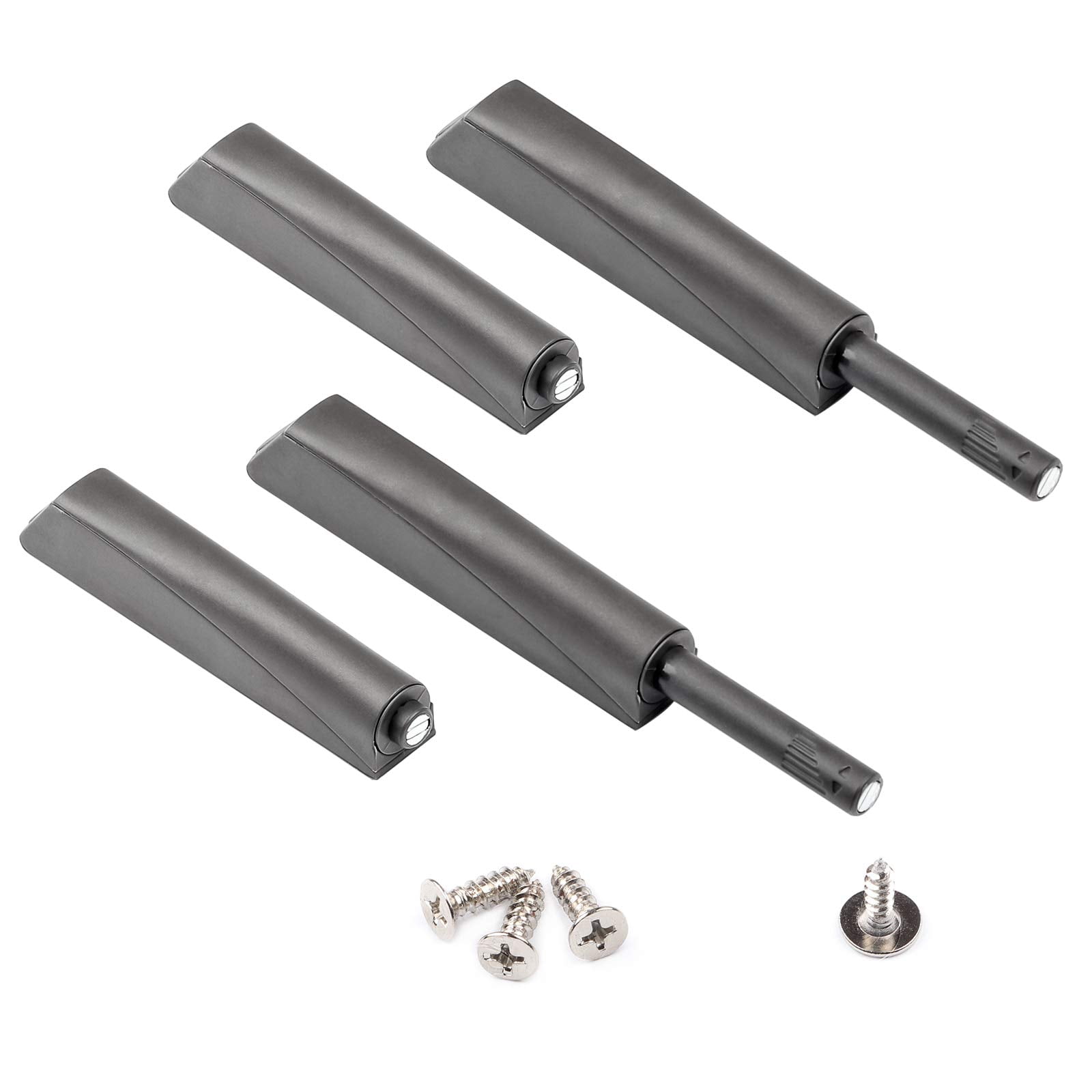 MLKING Magnetic Push Open Latches for Cabinets Drawers 4 Pack Dark Grey ...