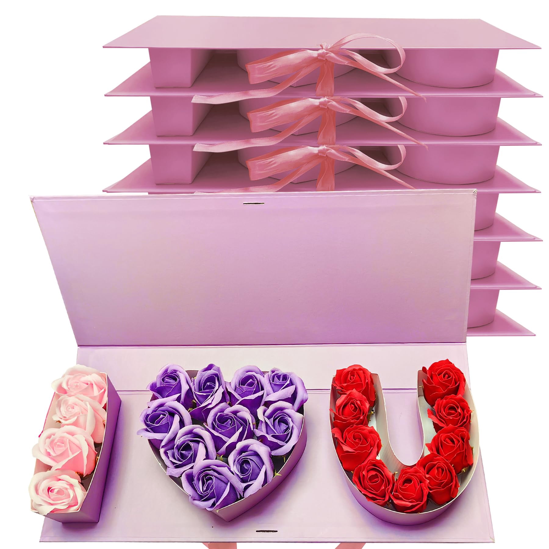 MLOLM 6 Pcs I Love You Flower Box Valentines I Love U Letter Heart ...