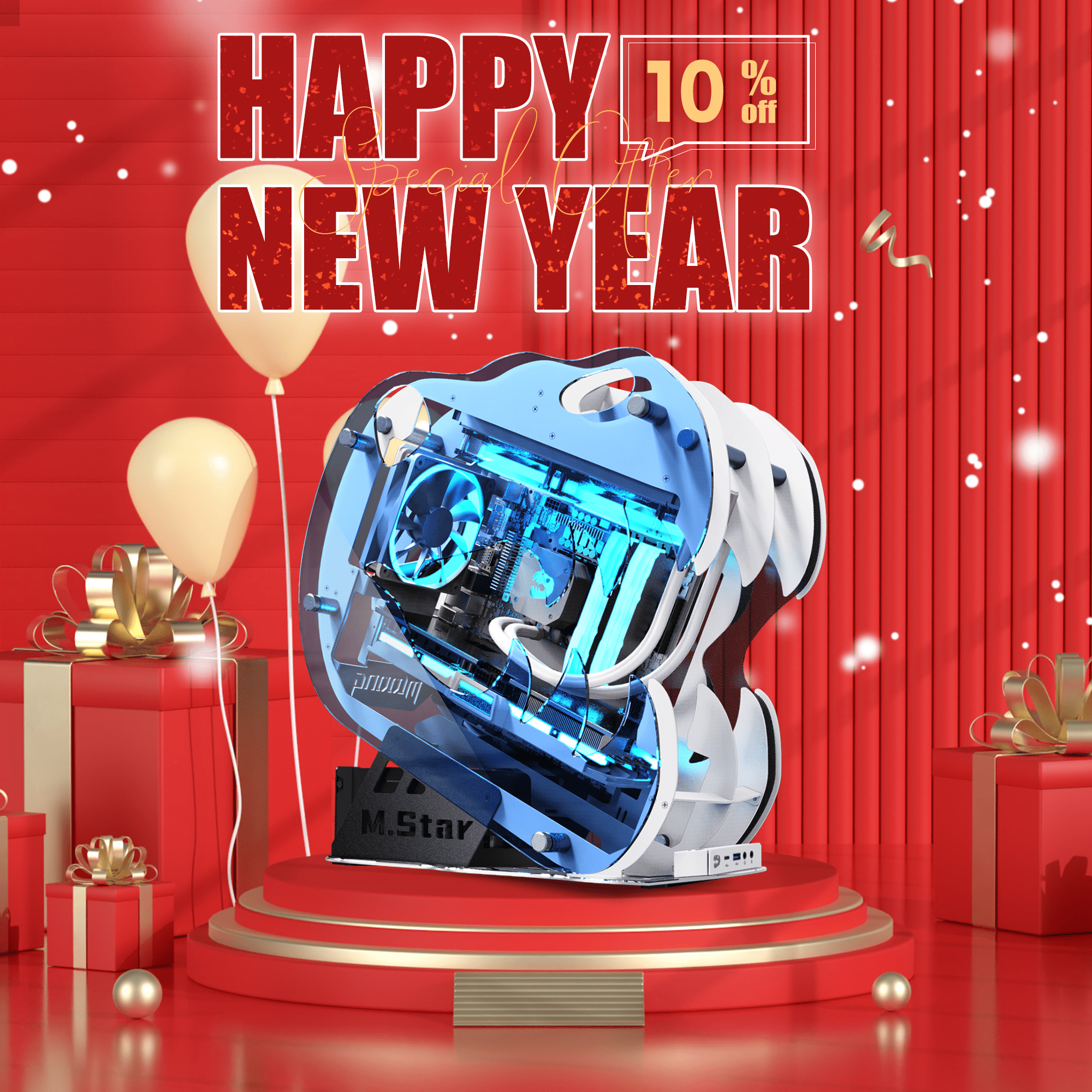 MLOONG M.STAR 3 Blue MATX Mid Tower PC Gaming Case with High Airflow ...