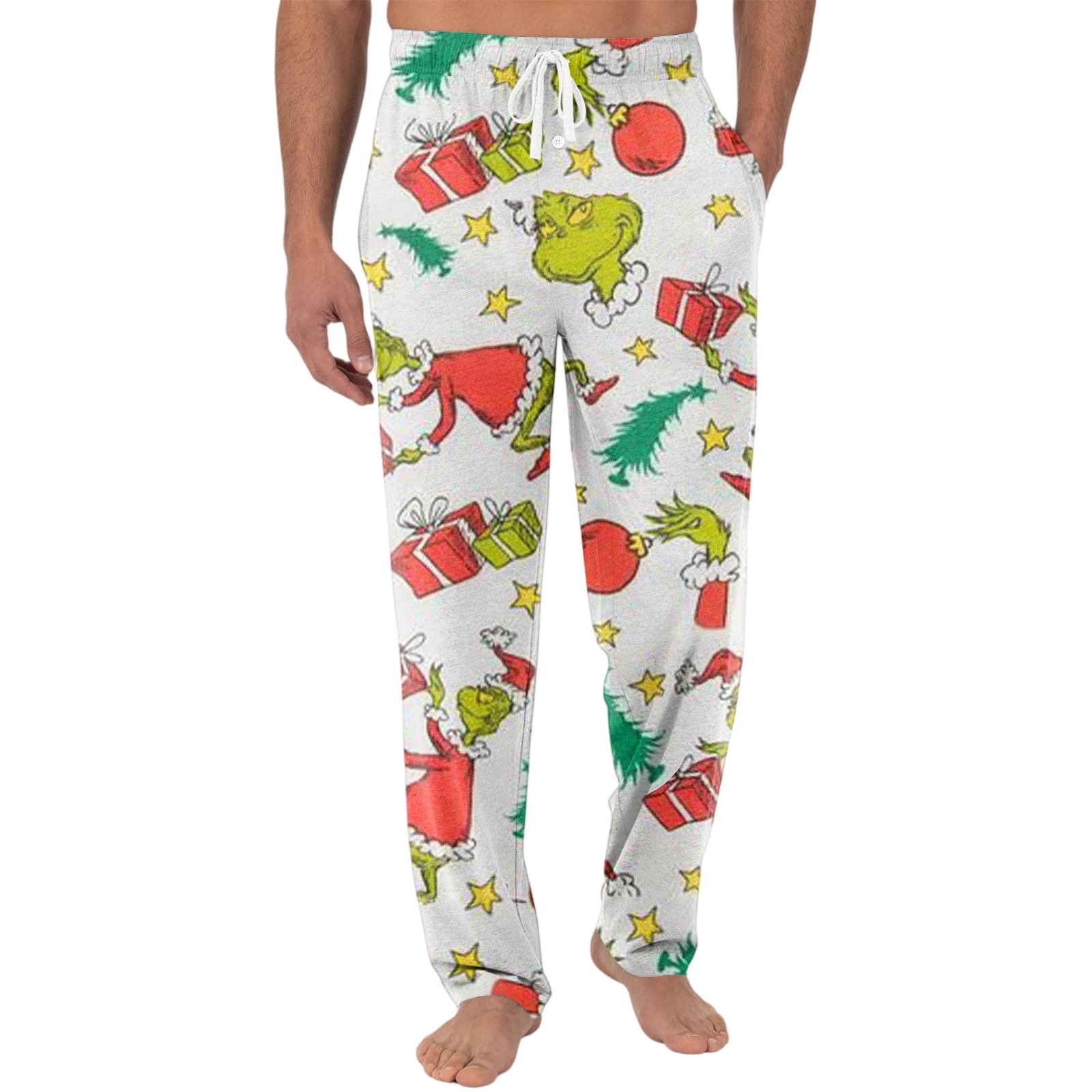 MLQIDK Christmas Pajamas Men Wide Leg Casual Comfy Santa Xmas Tree ...