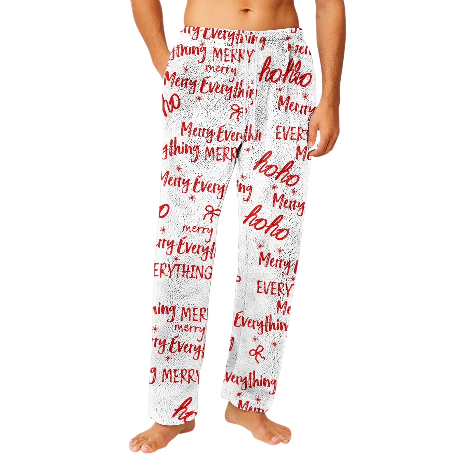 MLQIDK Christmas Pajamas Mens Xmas Tree Snowflake Comfy Pj Pants Baggy ...