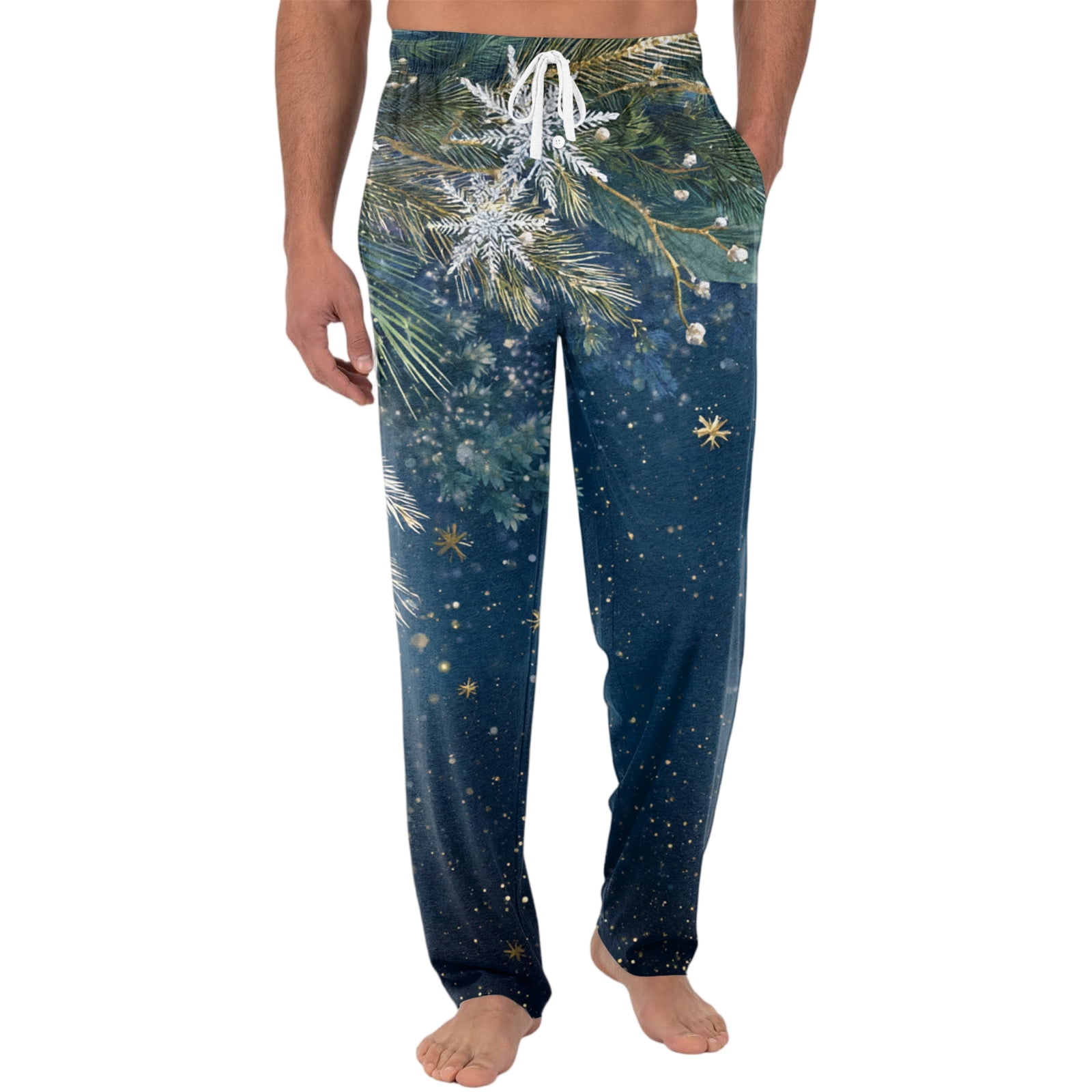 MLQIDK Christmas Pajamas Pants for Men 2025 Lounge Plus Size Santa Xmas ...
