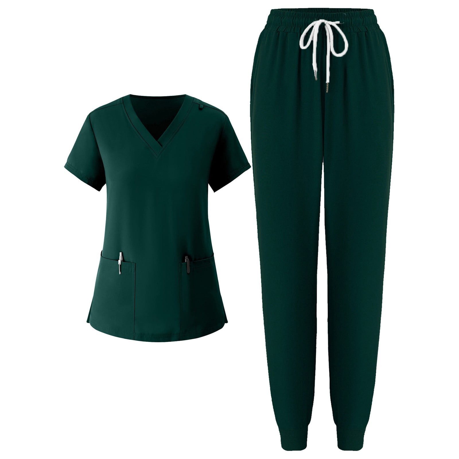 MLQIDK Dark Green Scrubs Sets for Women Plus Size Medical Scrub Sets ...