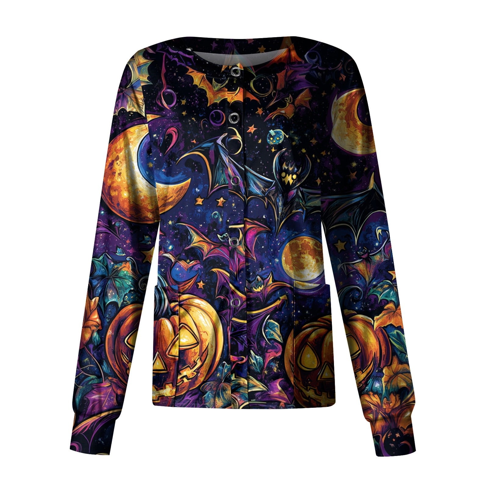 MLQIDK Halloween Nursing Jackets for Nurses Spooky Lab Coat Pumpkin ...