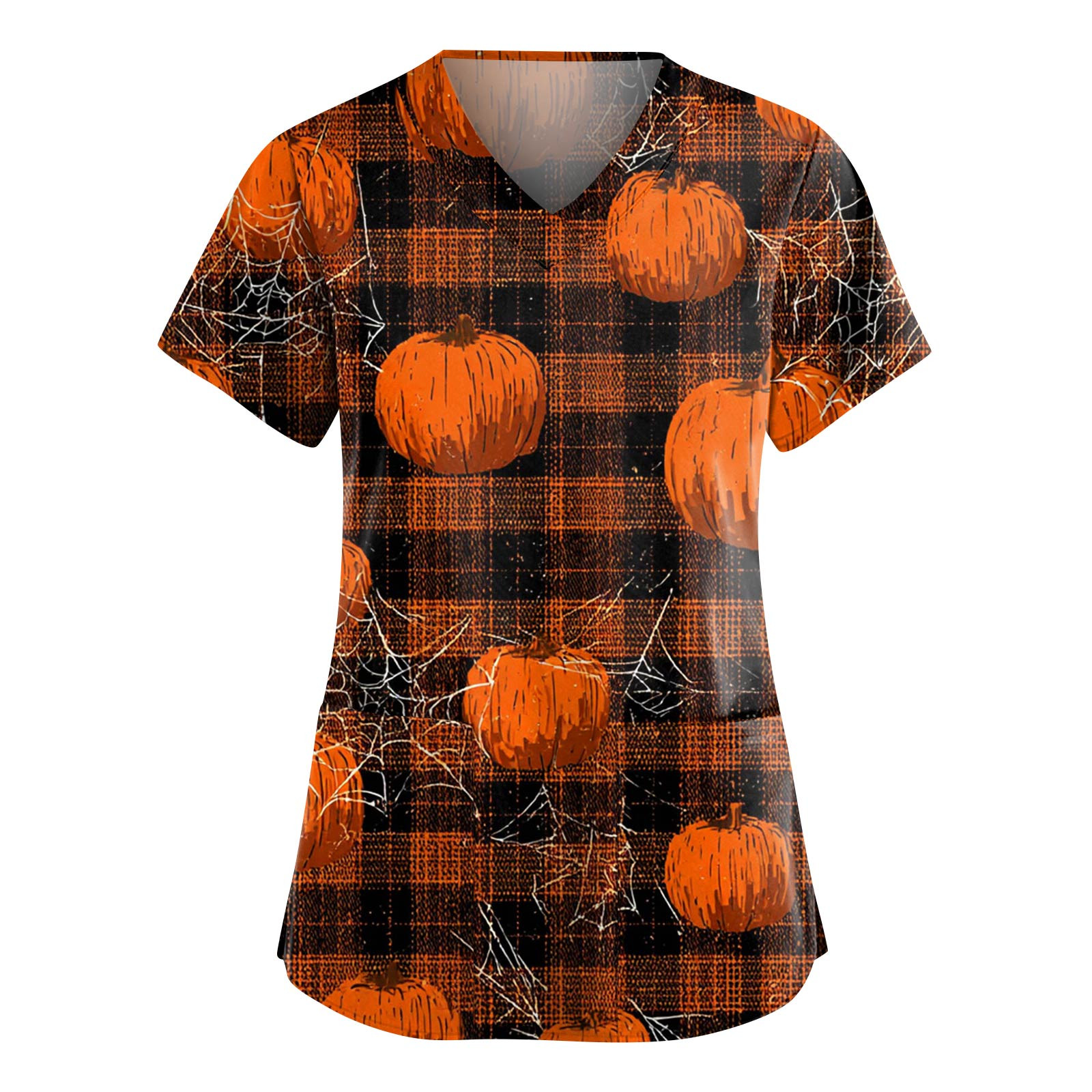 MLQIDK Halloween Print Scrubs for Women Pumpkin Ghost Bat Fun Nurse ...