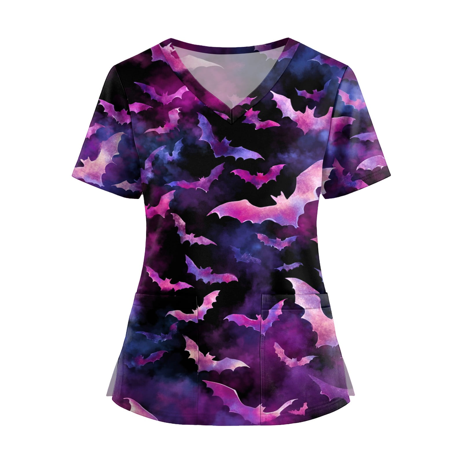MLQIDK Halloween Scrub Tops Women Nurse Uniform Shirts Short Sleeve ...