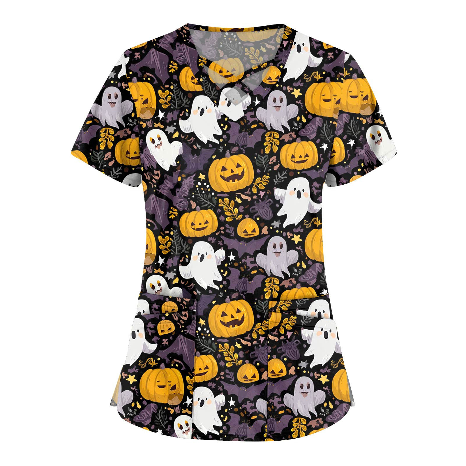 MLQIDK Halloween Scrubs for Womens Pumpkin Ghost Bat Funny Nurse ...