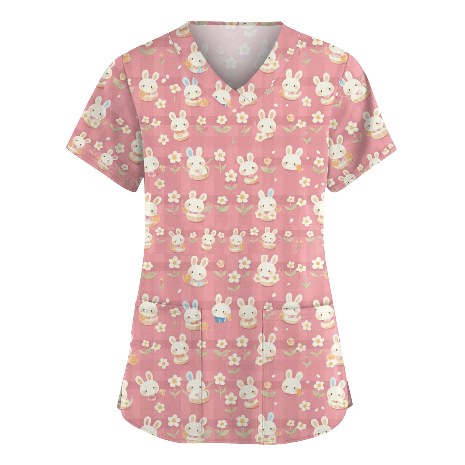 MLQIDK Happy Easter Nurse Scrubs for Women Plus Size Cute Bunny & Egg ...