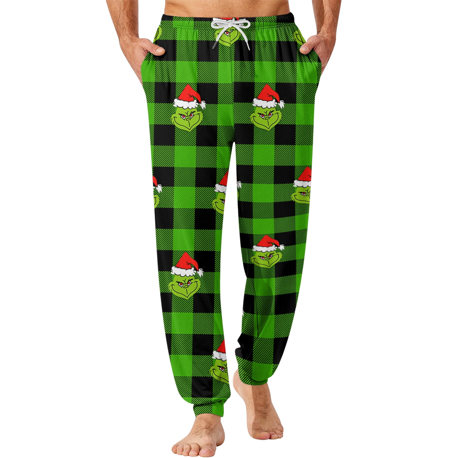 MLQIDK Holiday Pajama Pants Men 2025 Lounge Wide Leg Santa Xmas Tree ...