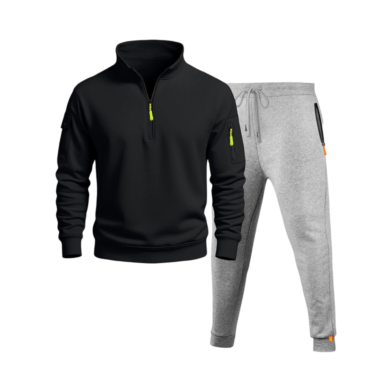 MLQIDK Men's Big and Tall 2 Piece Set Workout Gym Fleece Hoodie and ...